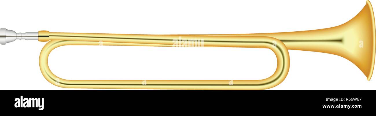 Gold horn icon. Realistic illustration of gold horn vector icon for web ...