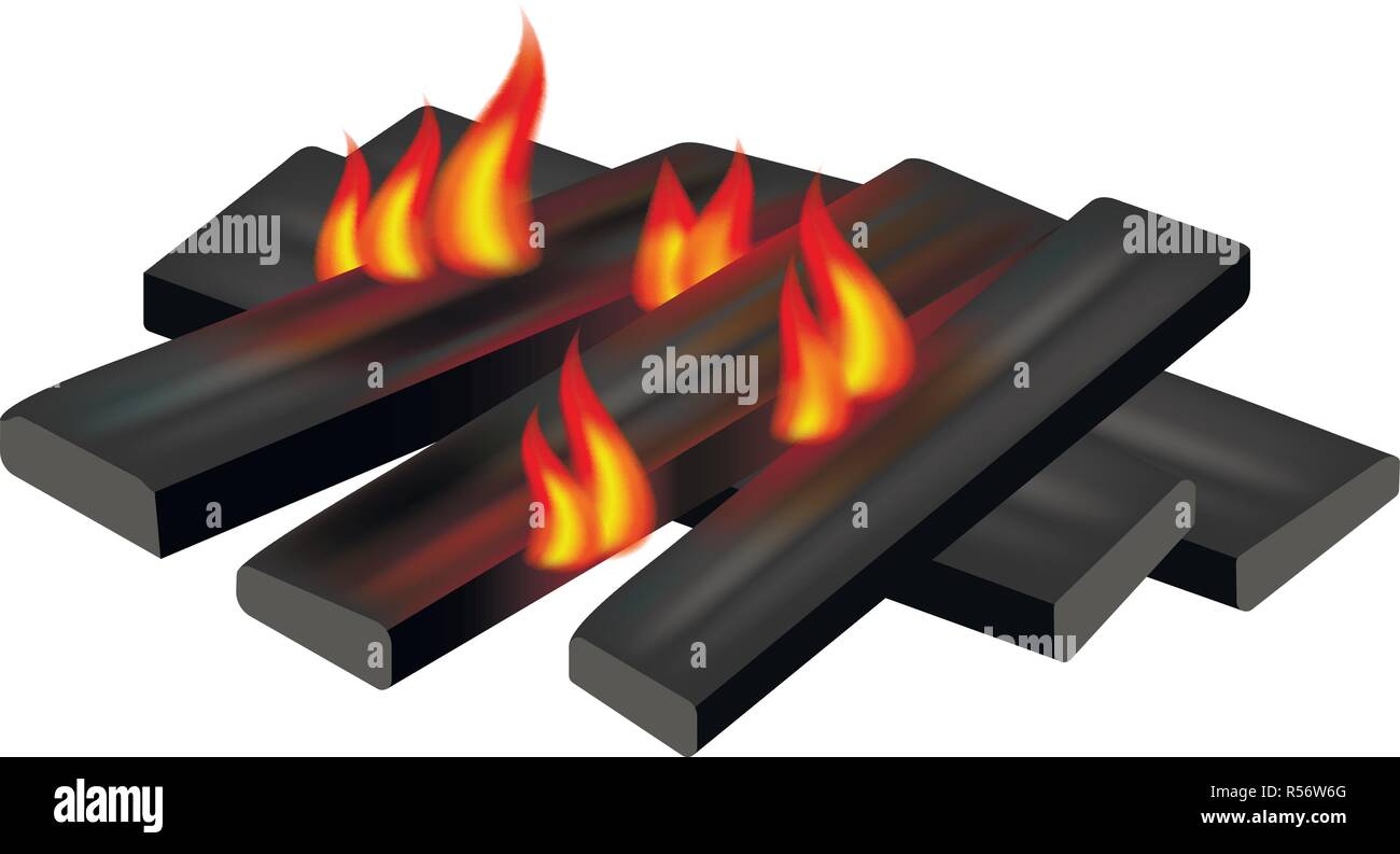 Small camp fire icon. Realistic illustration of small camp fire vector ...