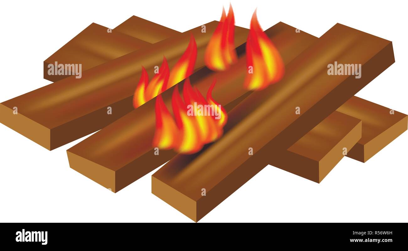 Wood fire icon. Realistic illustration of wood fire vector icon for web ...