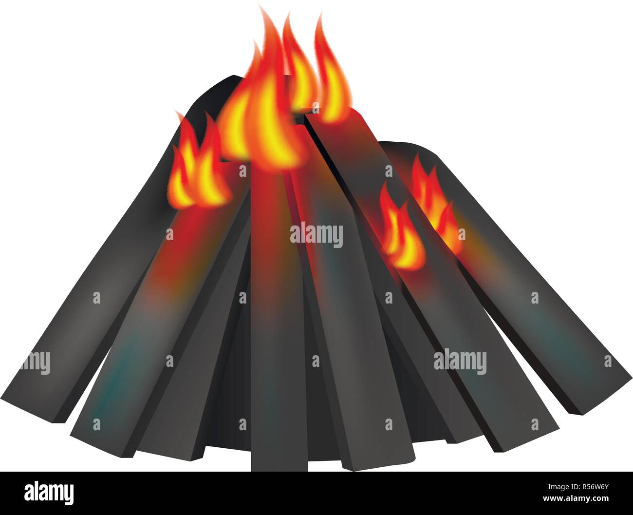 Burning fire icon. Realistic illustration of burning fire vector icon ...