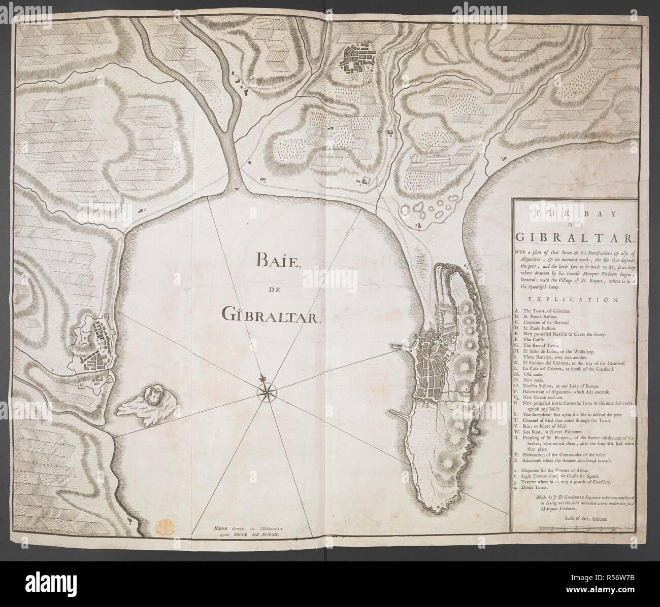 A map of the Bay of Gibraltar. Baie de Gibraltar. Carte de la Baye de ...