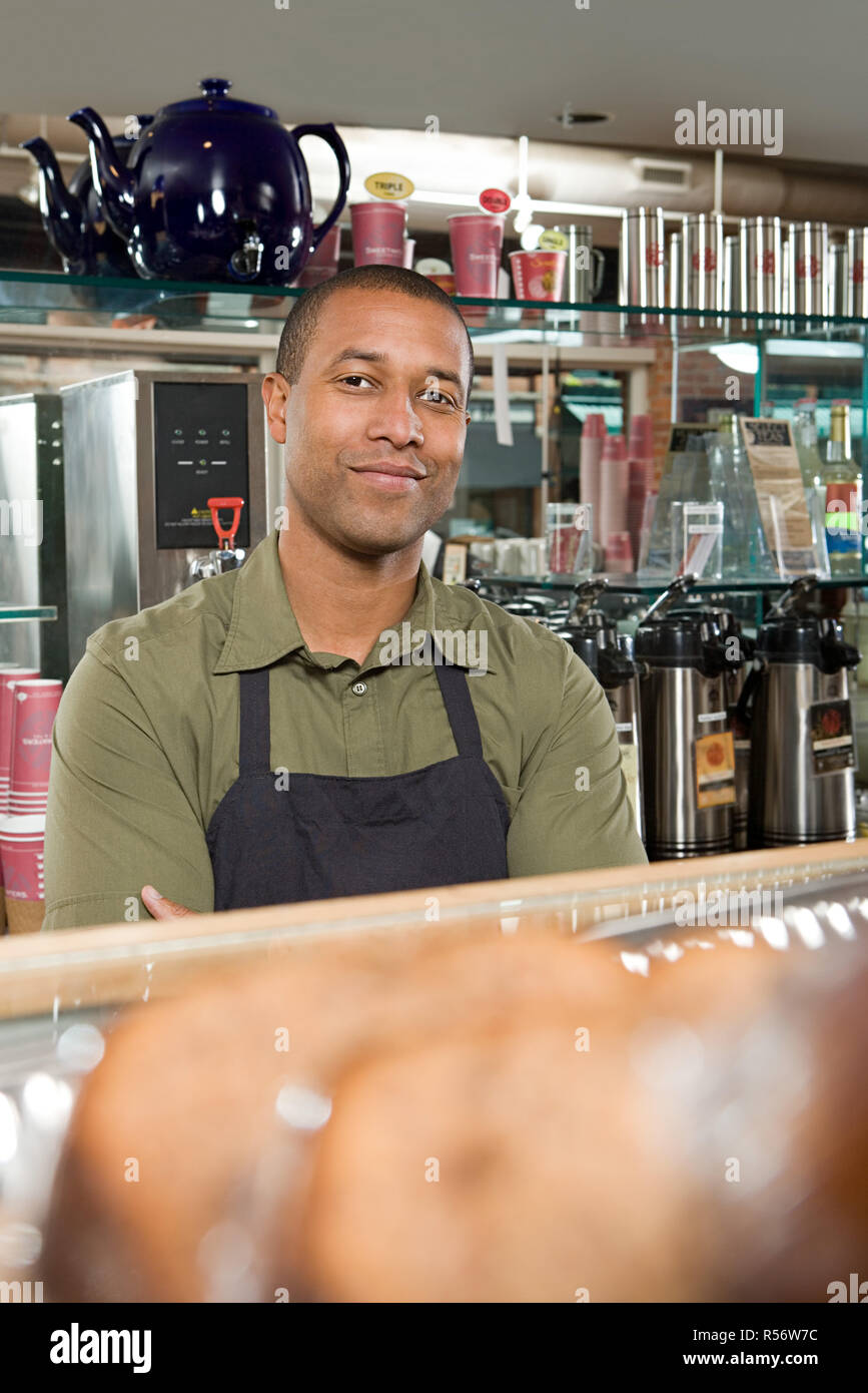 Glad african american waiter hi-res stock photography and images - Alamy