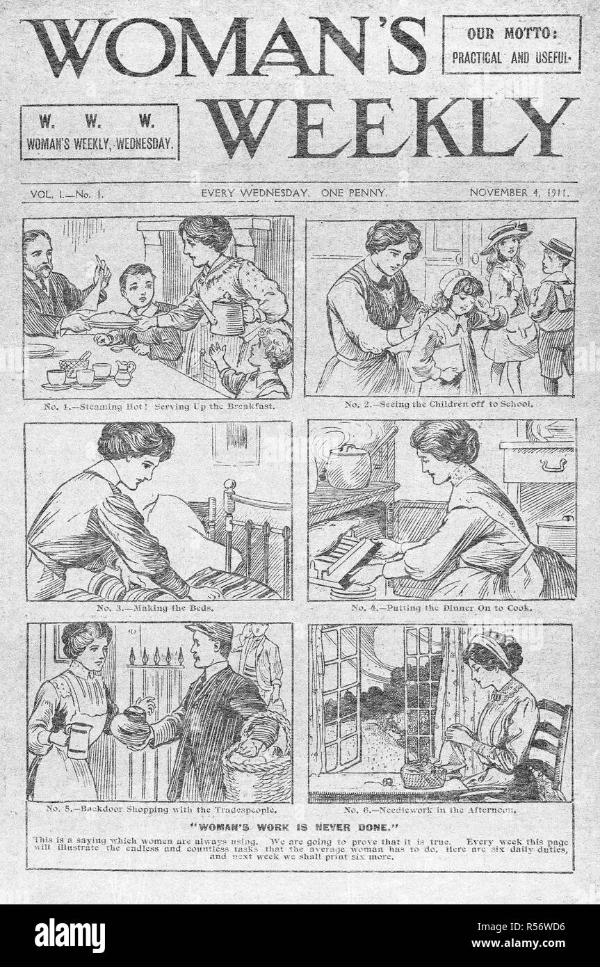Illustrations showing the daily activities of a woman at home. Women's ...