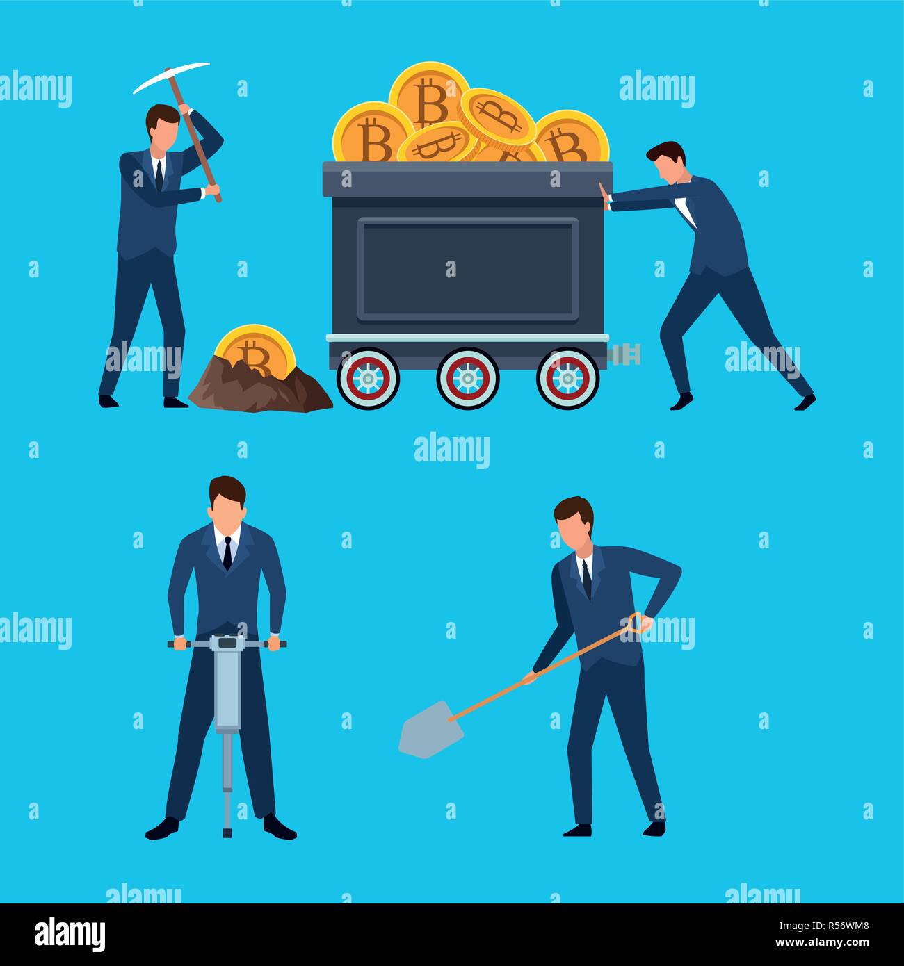set of digital mining bitcoin man Stock Vector Image & Art - Alamy