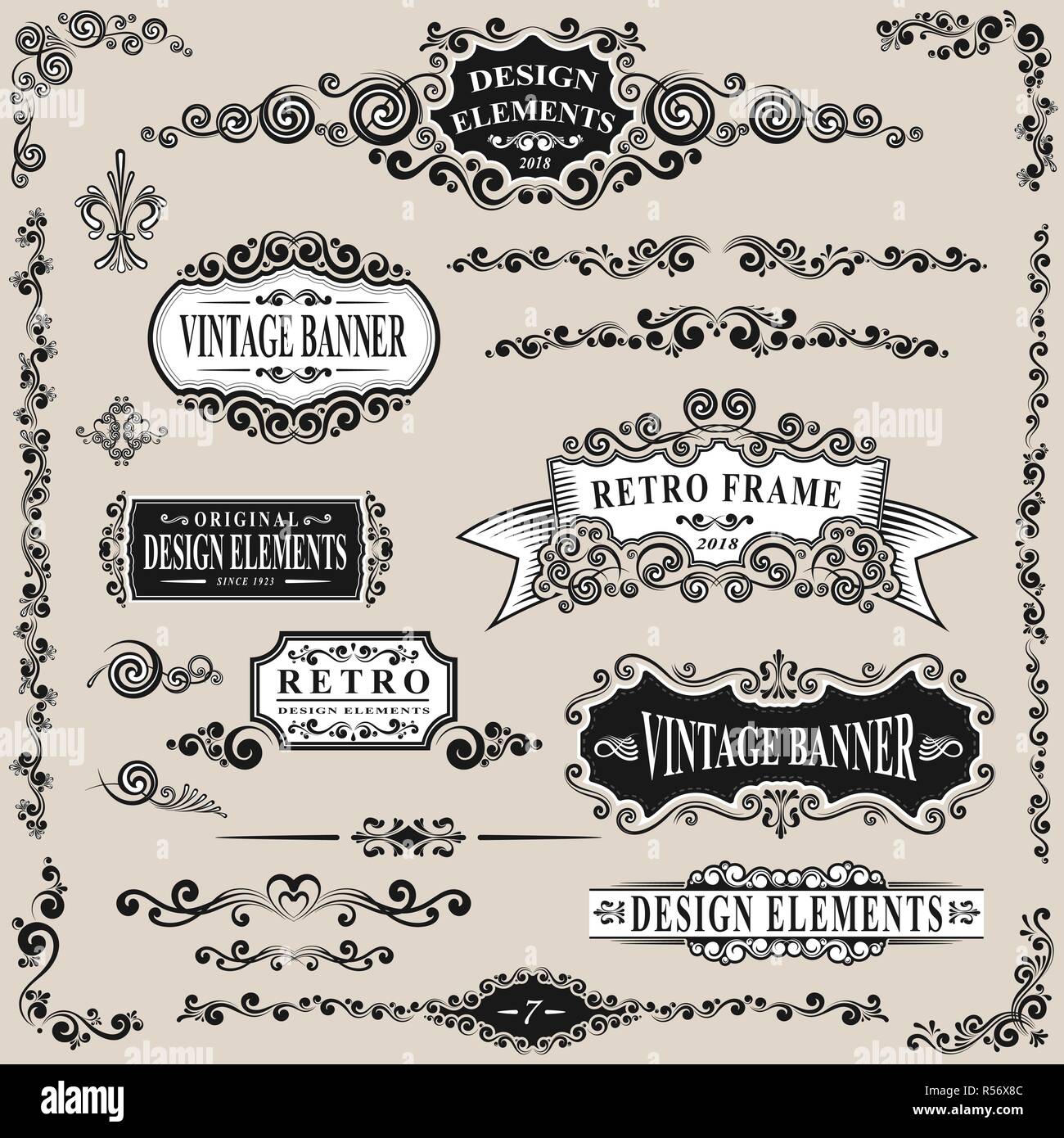 retro label and vintage elements set Stock Vector Image & Art - Alamy