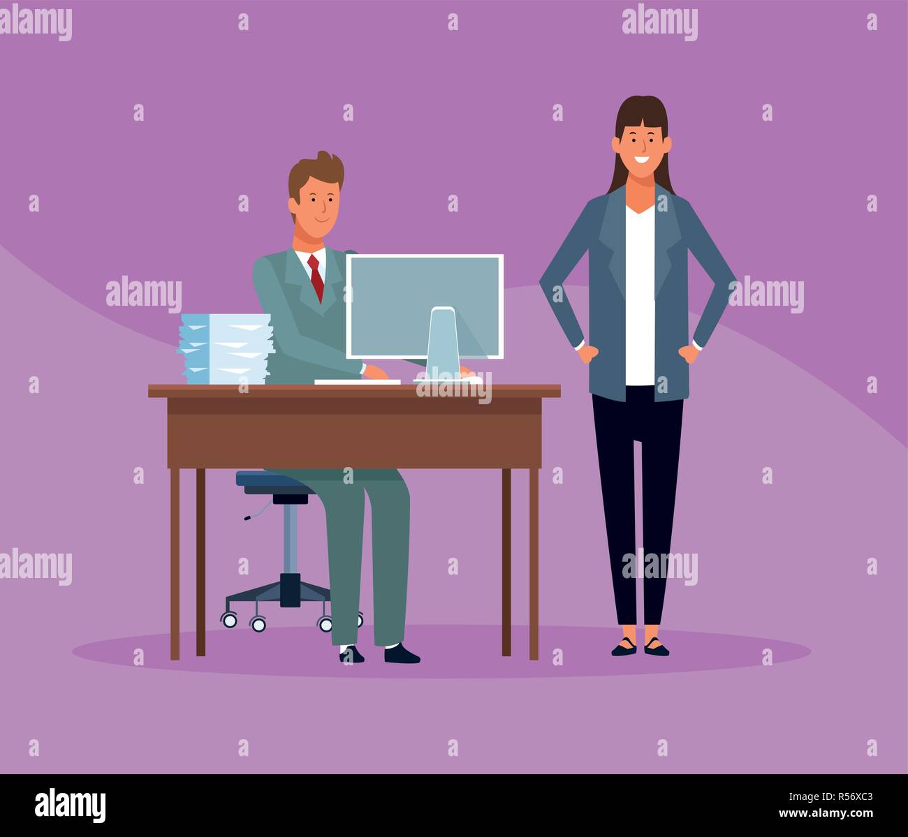 boss and worker teamwork Stock Vector Image & Art - Alamy