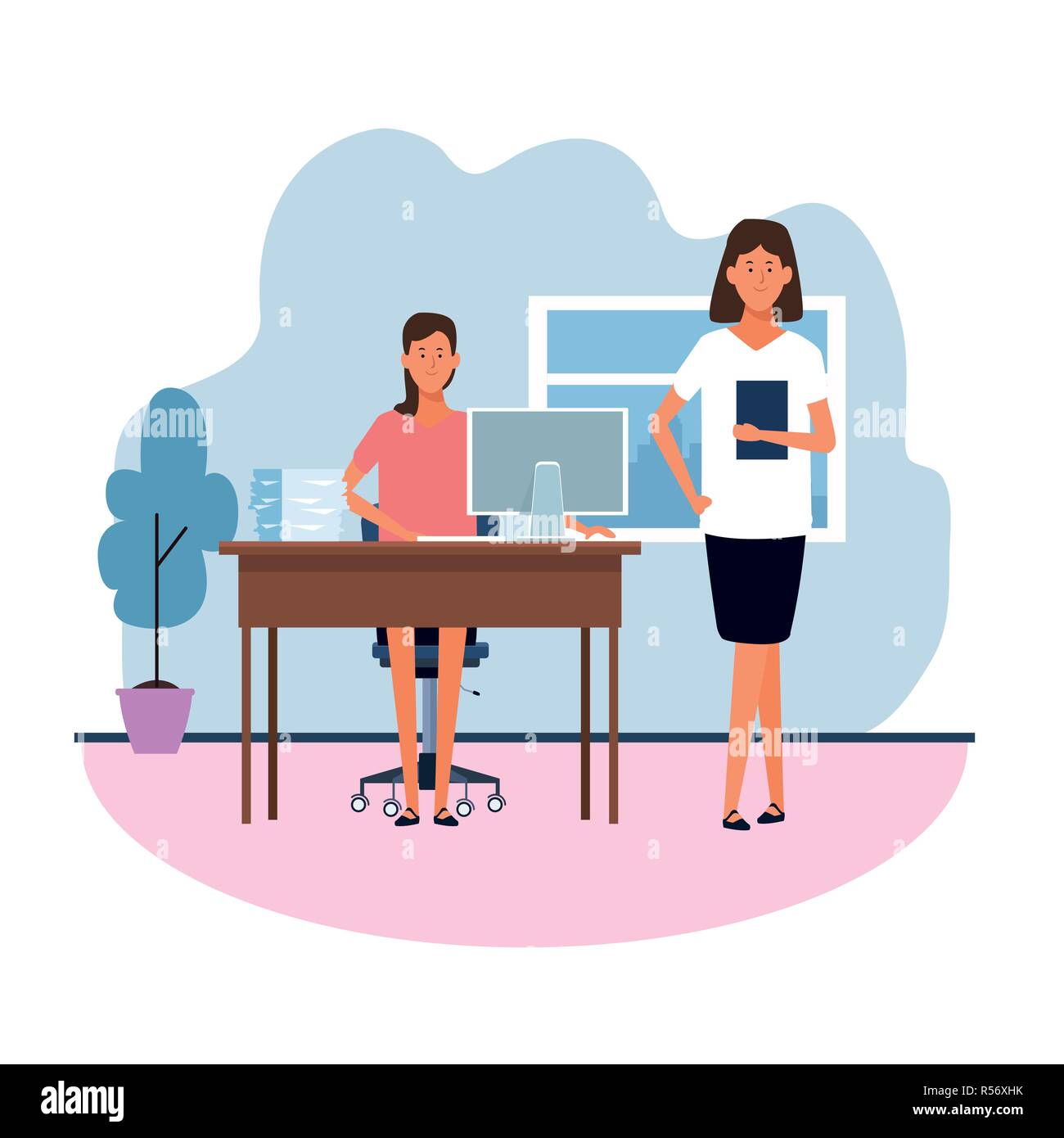 boss and worker teamwork Stock Vector Image & Art - Alamy