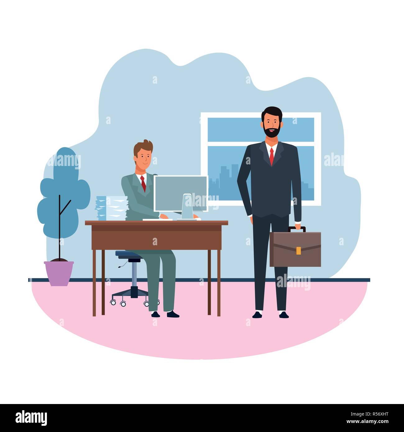 boss and worker teamwork Stock Vector Image & Art - Alamy