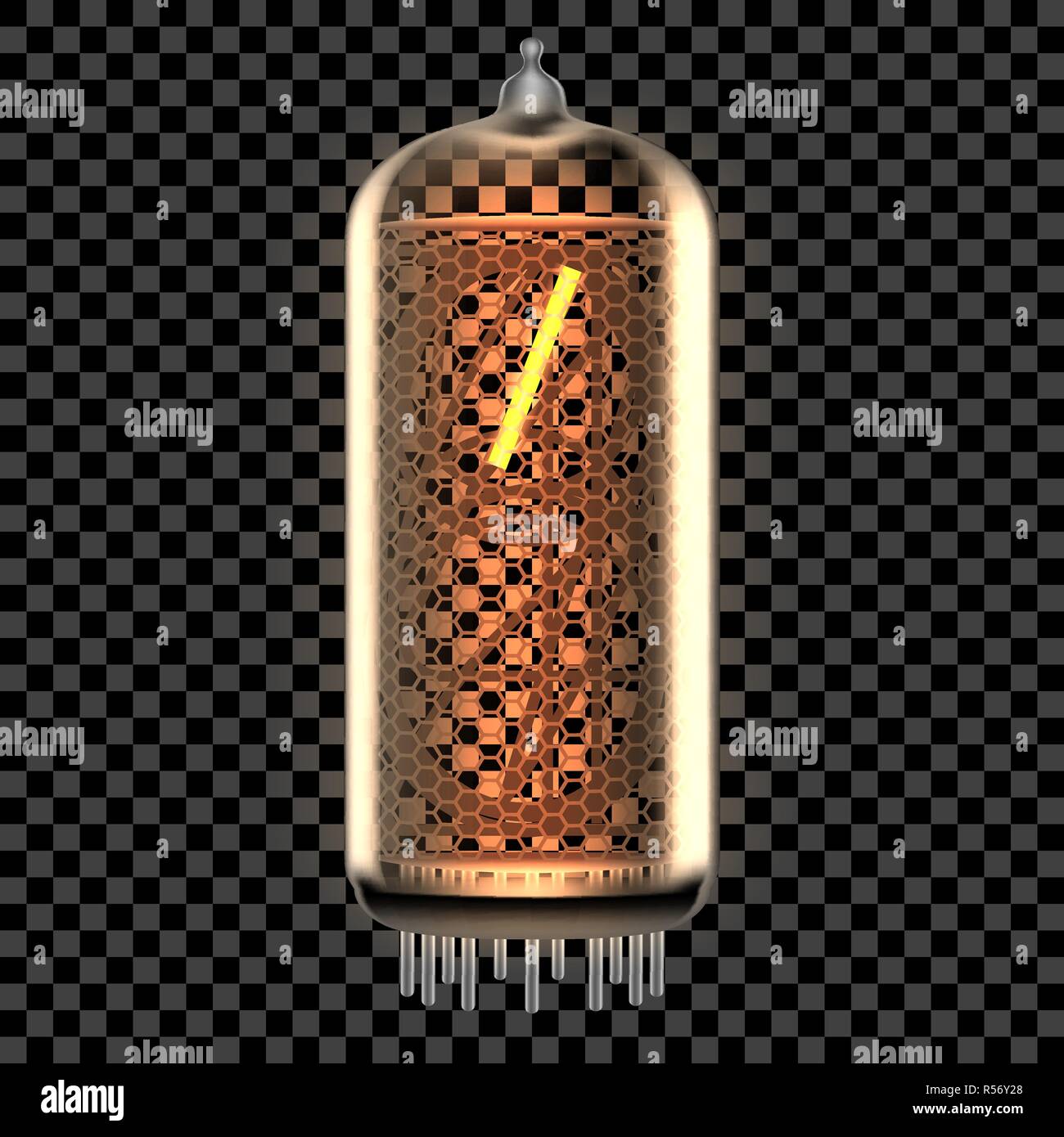 Nixie tube indicator lamp with Apostrophe punctuation symbol lit up, as ...