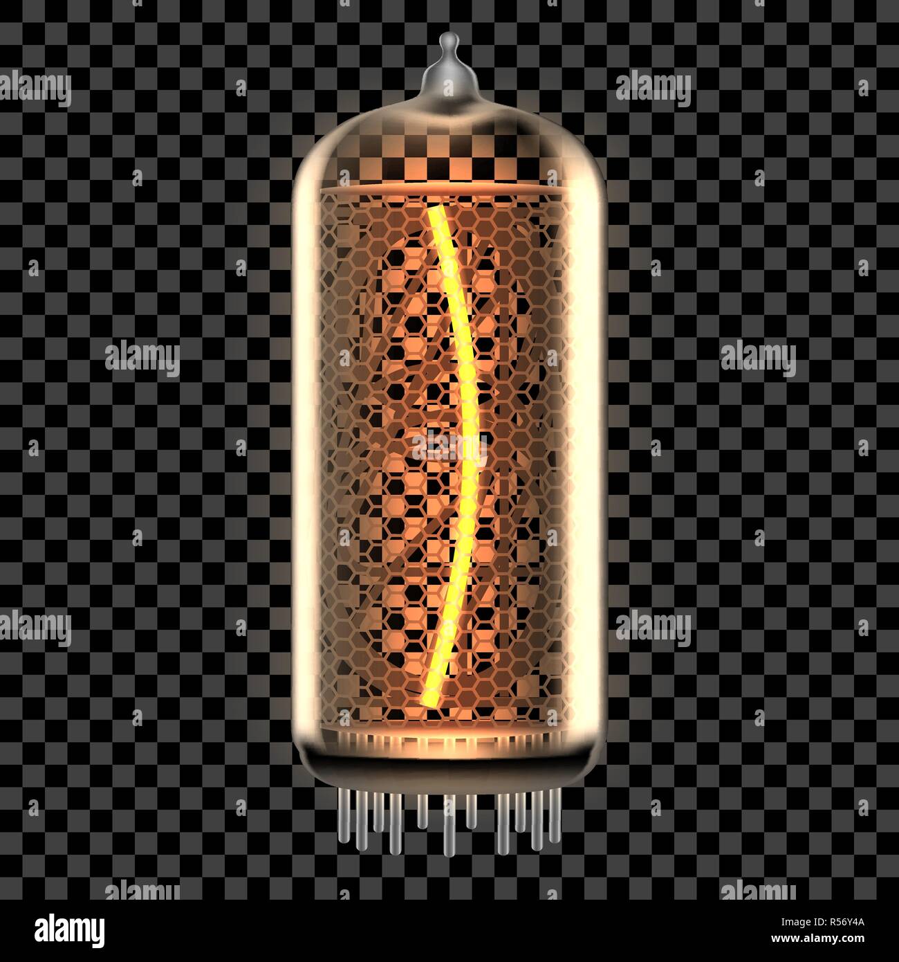 Nixie tube indicator lamp with Bracket punctuation symbol lit up, as ...