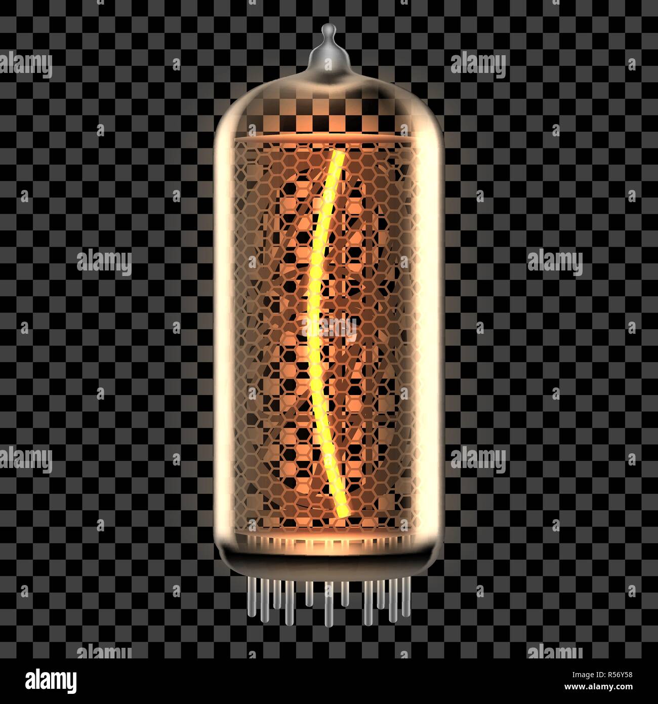 Nixie tube indicator lamp with Bracket punctuation symbol lit up, as ...