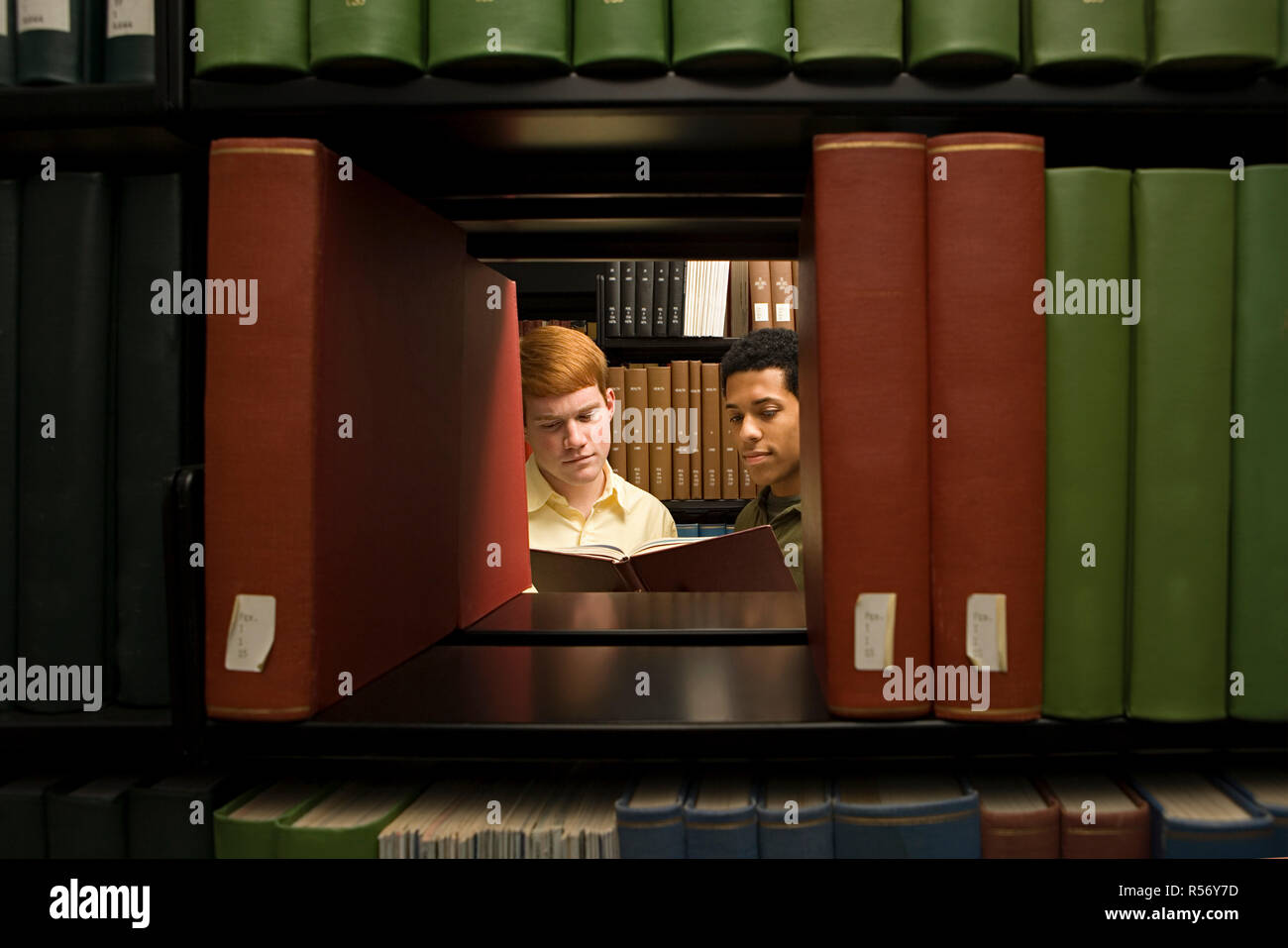 Two students reading in the library Stock Photo - Alamy