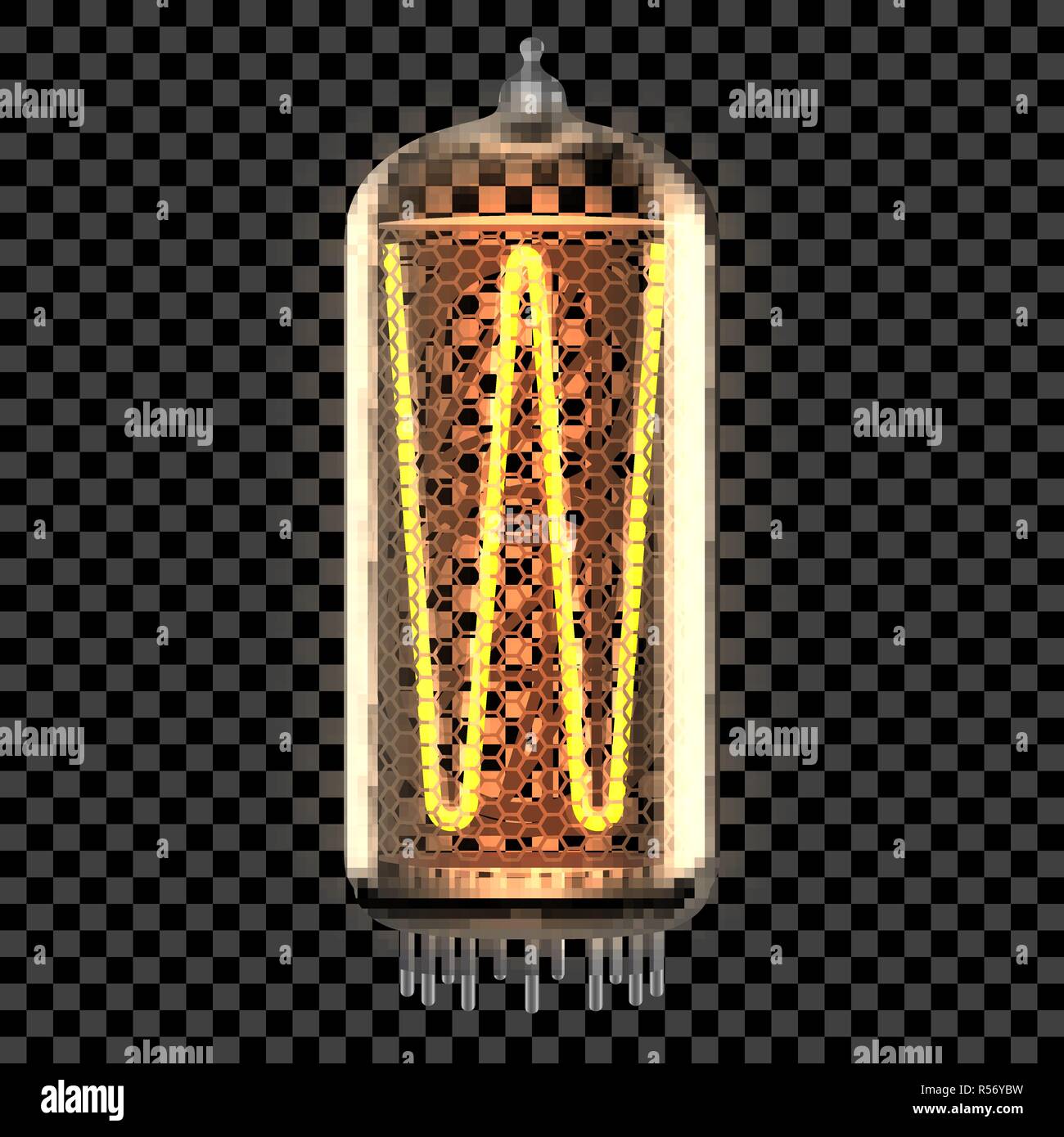Nixie tube indicator lamp with letter W lit up, as retro-styled ...