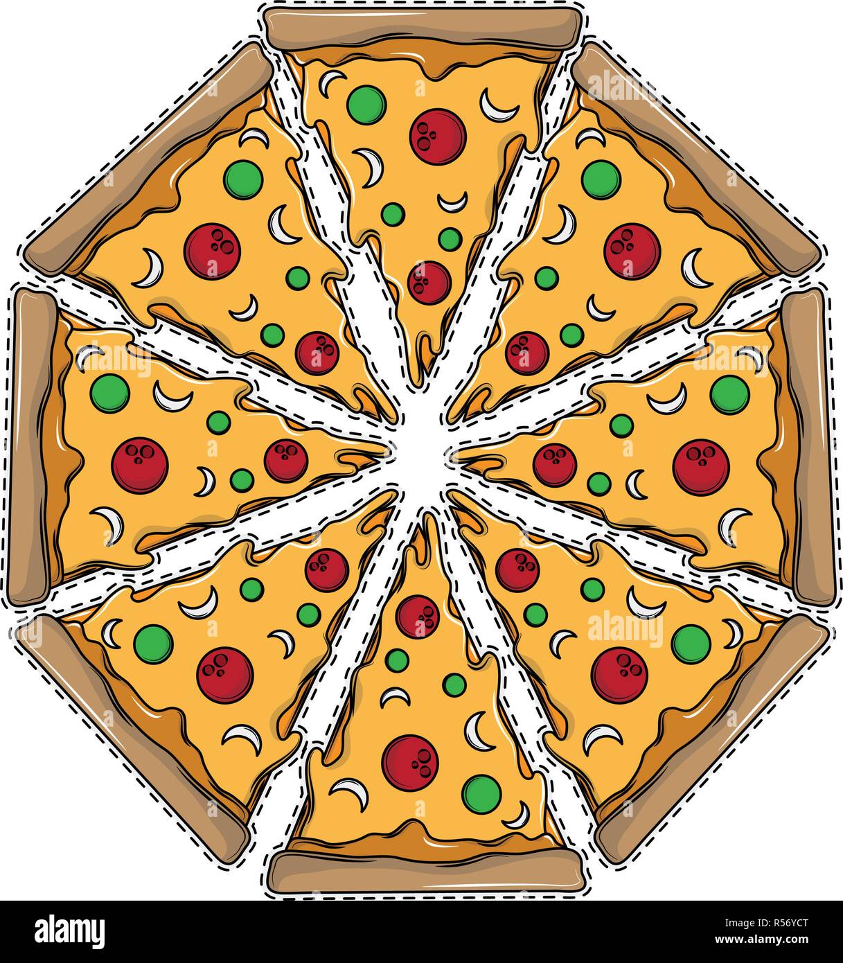 Pizza italian food cut lines Stock Vector Image & Art - Alamy