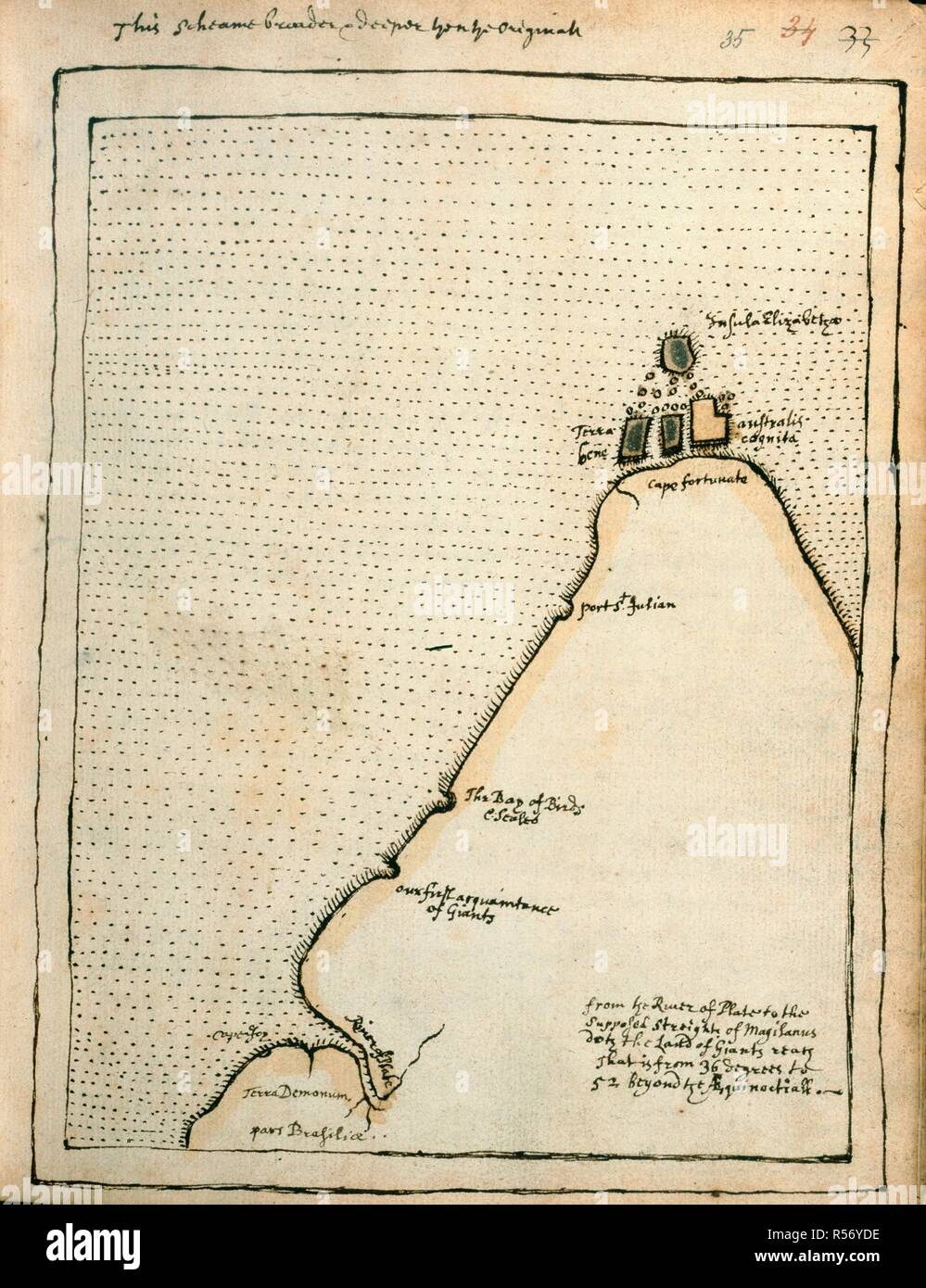 Map of Cape Fortunate. Sir Francis Drake's World Voyage. England ...