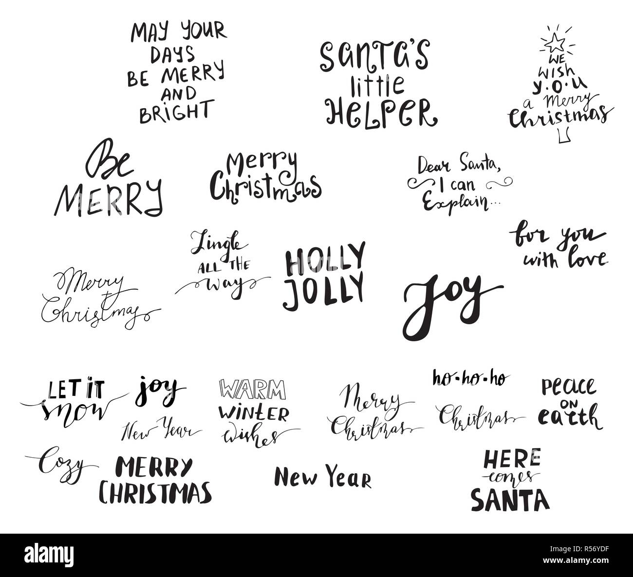 Set of Christmas lettering handwritten Stock Vector Image & Art - Alamy