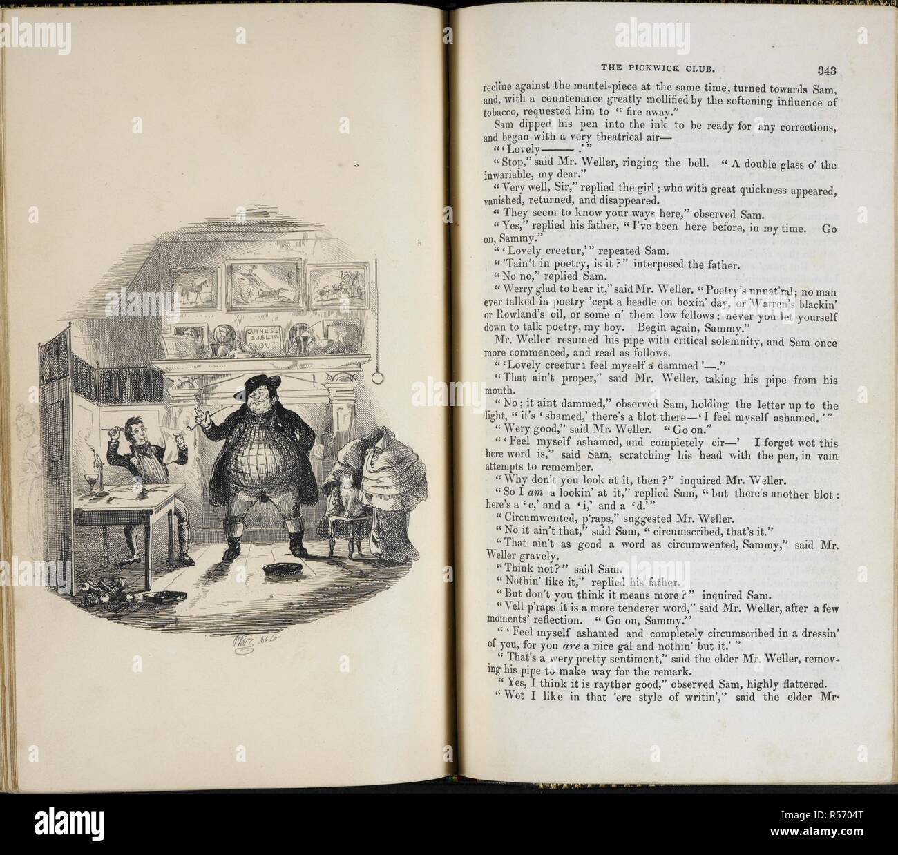 Samuel Pickwick and Sam Weller, two characters in 'The Pickwick papers ...