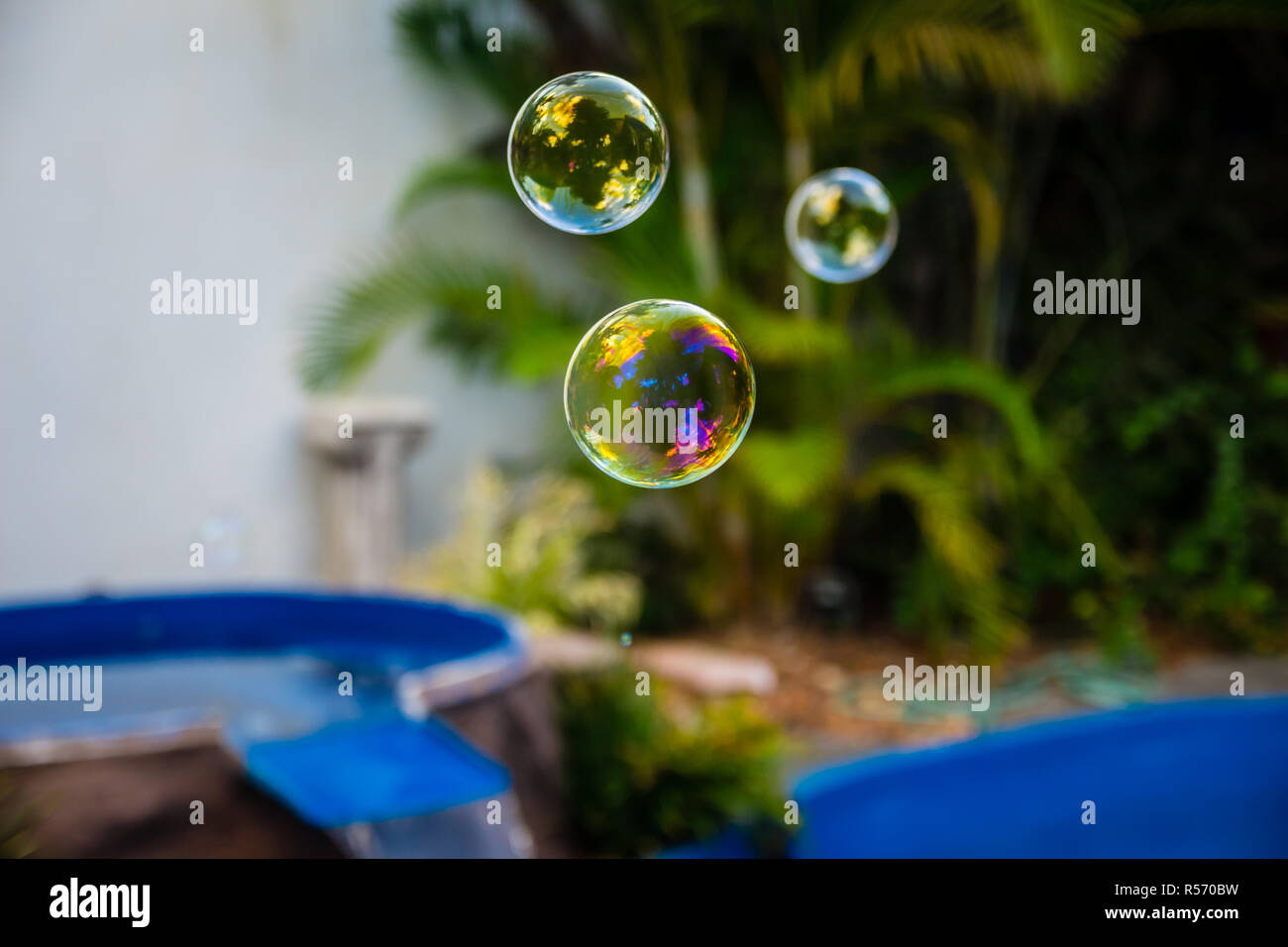 Soap bubbles fly in the swimming pool Stock Photo - Alamy