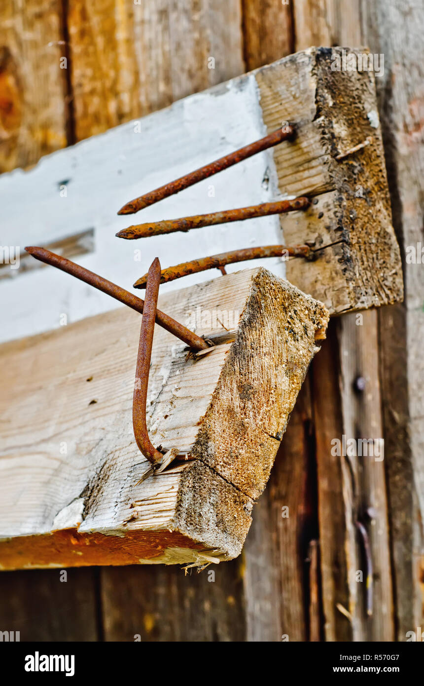Wood Plank With Nails