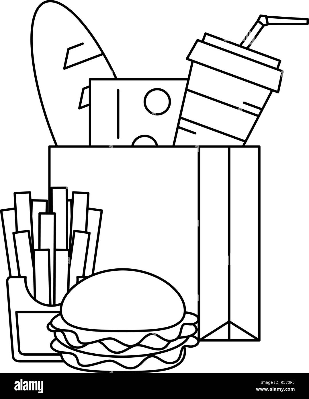 Fast food order black and white Stock Vector Image & Art - Alamy