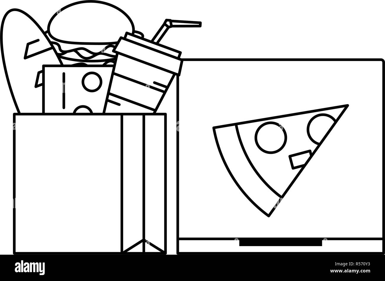 Fast food order black and white Stock Vector Image & Art - Alamy