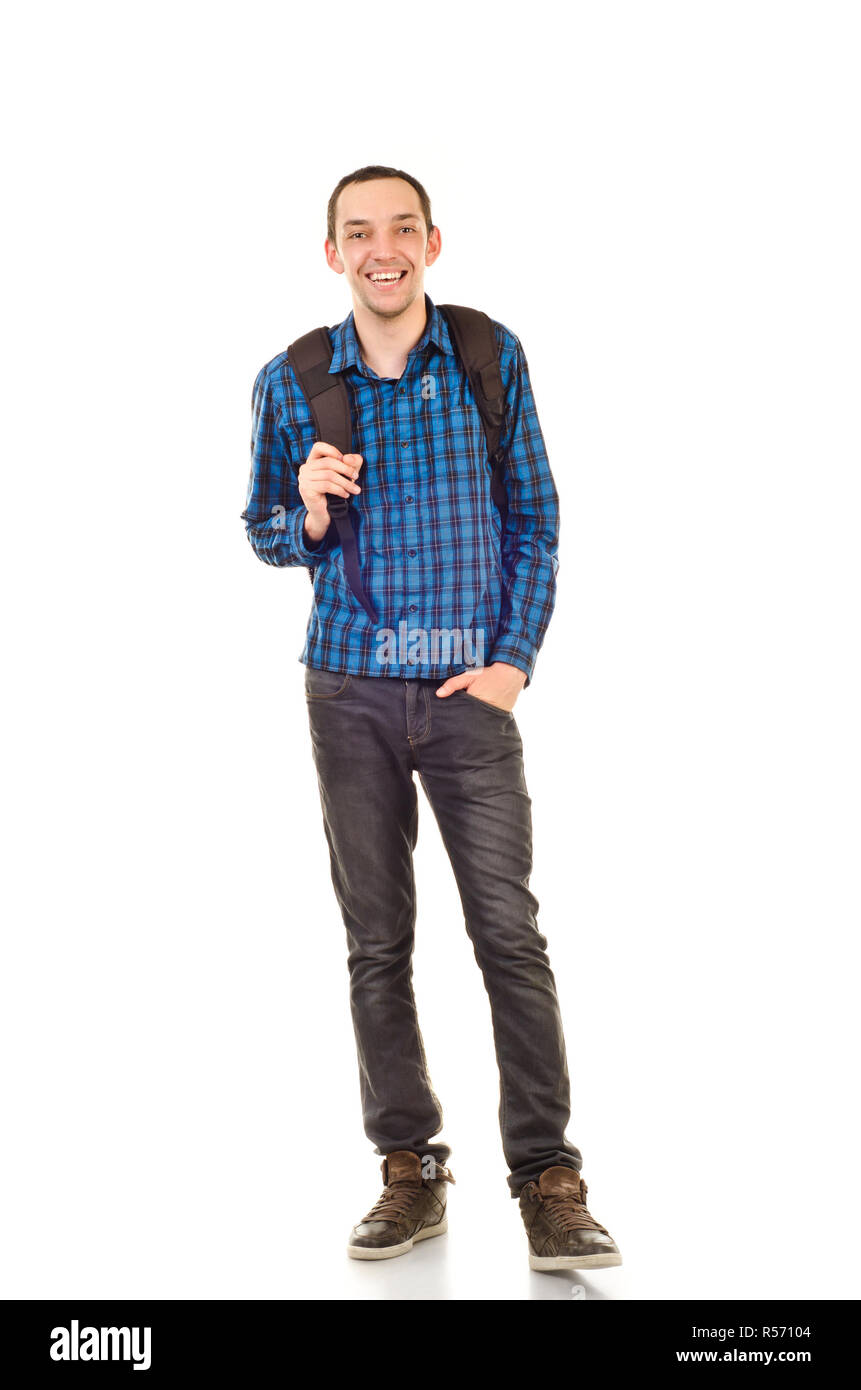 student boy isolated on a white background Stock Photo - Alamy