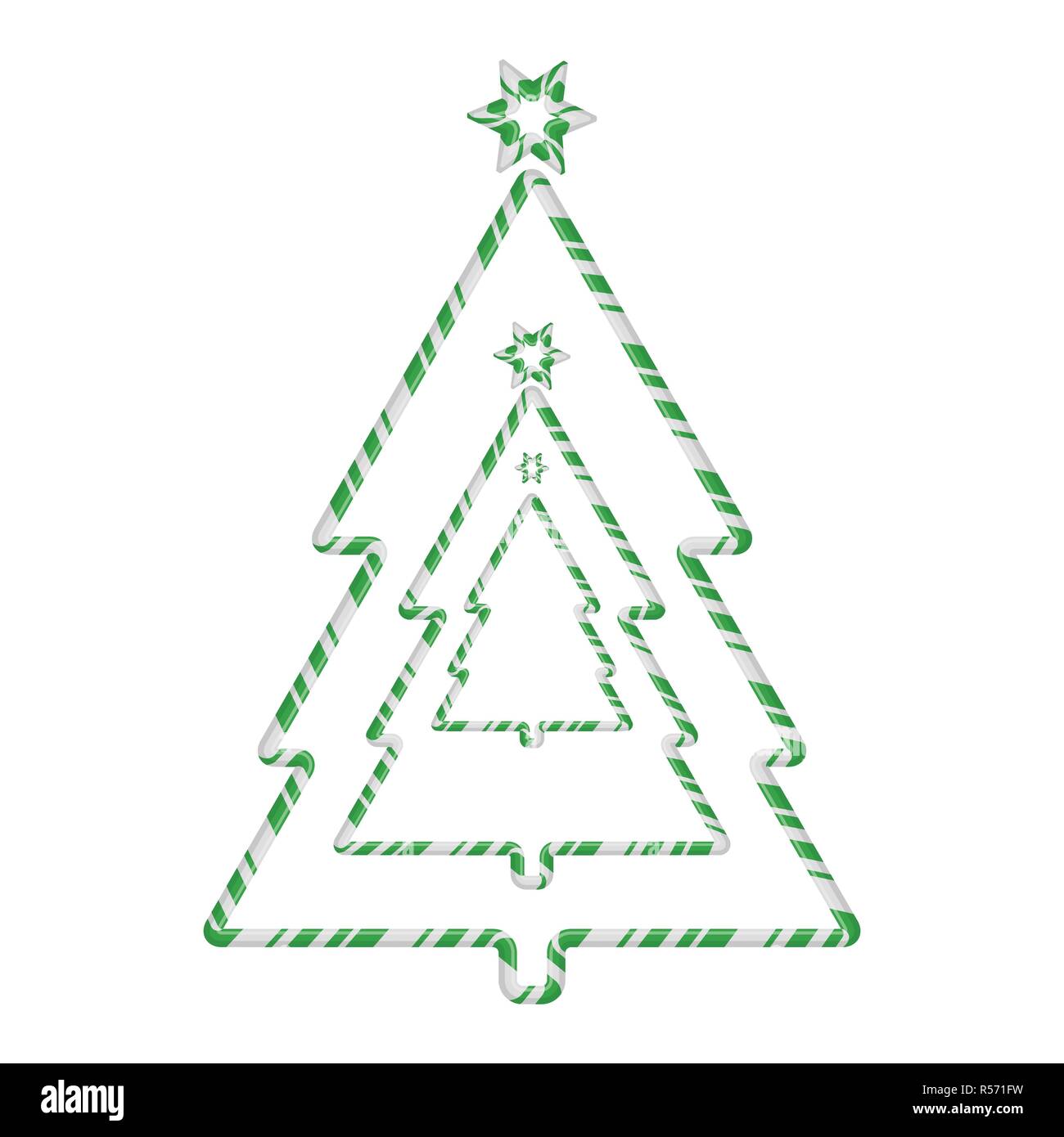 Christmas Tree Candy Cane Frame Border Set. Vector christmas design ...