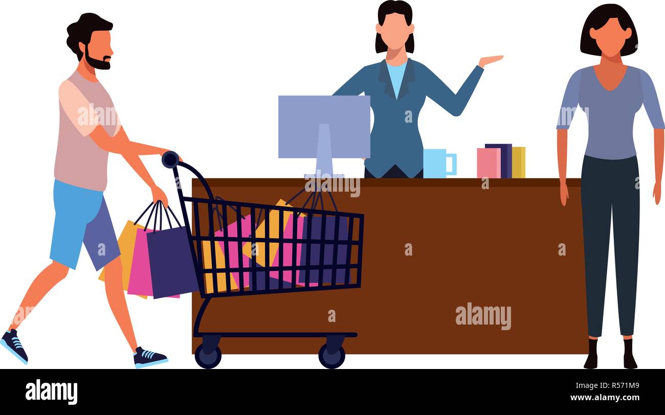 People shopping cartoon Stock Vector Image & Art - Alamy