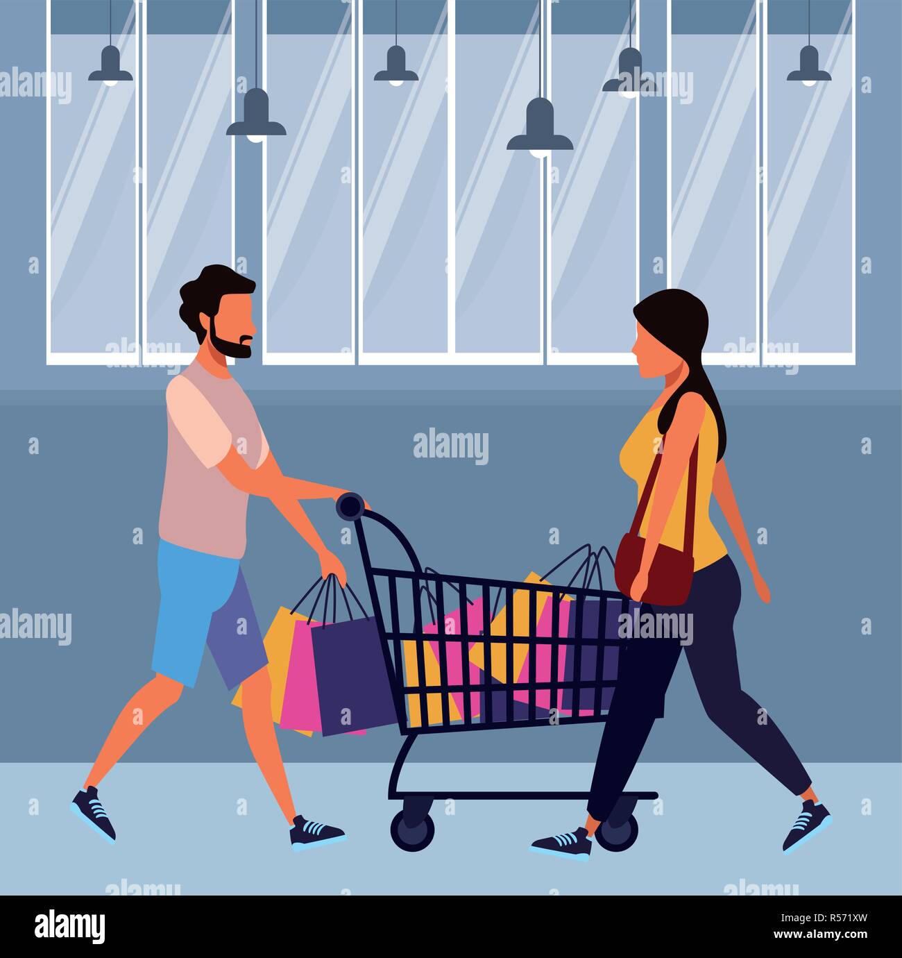 People shopping cartoon Stock Vector Image & Art - Alamy