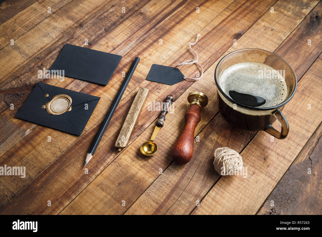 Vintage stationery set Stock Photo - Alamy