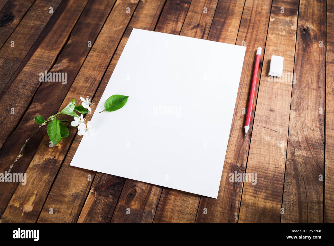 Letterhead, pencil, eraser Stock Photo - Alamy