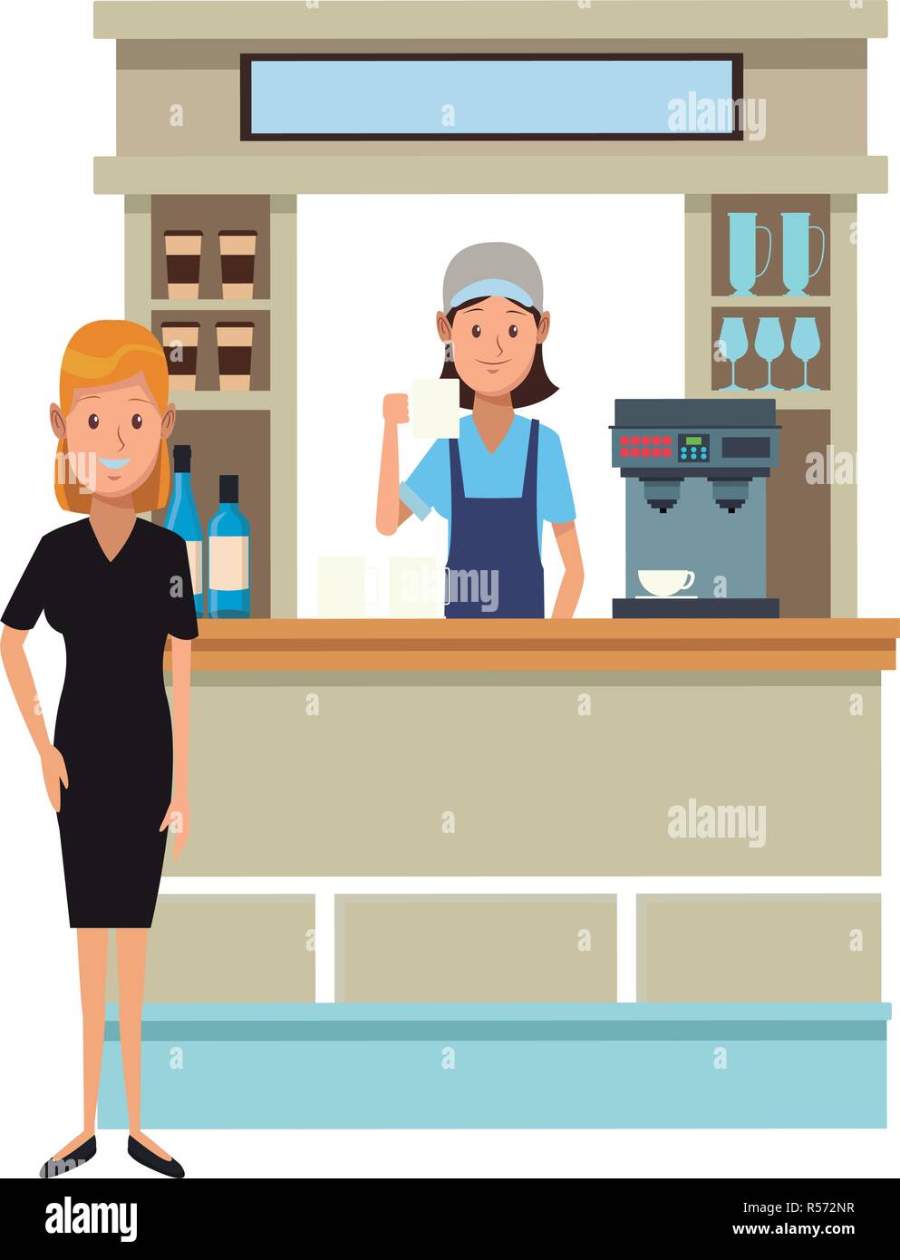 Coffee store cartoons Stock Vector Image & Art - Alamy