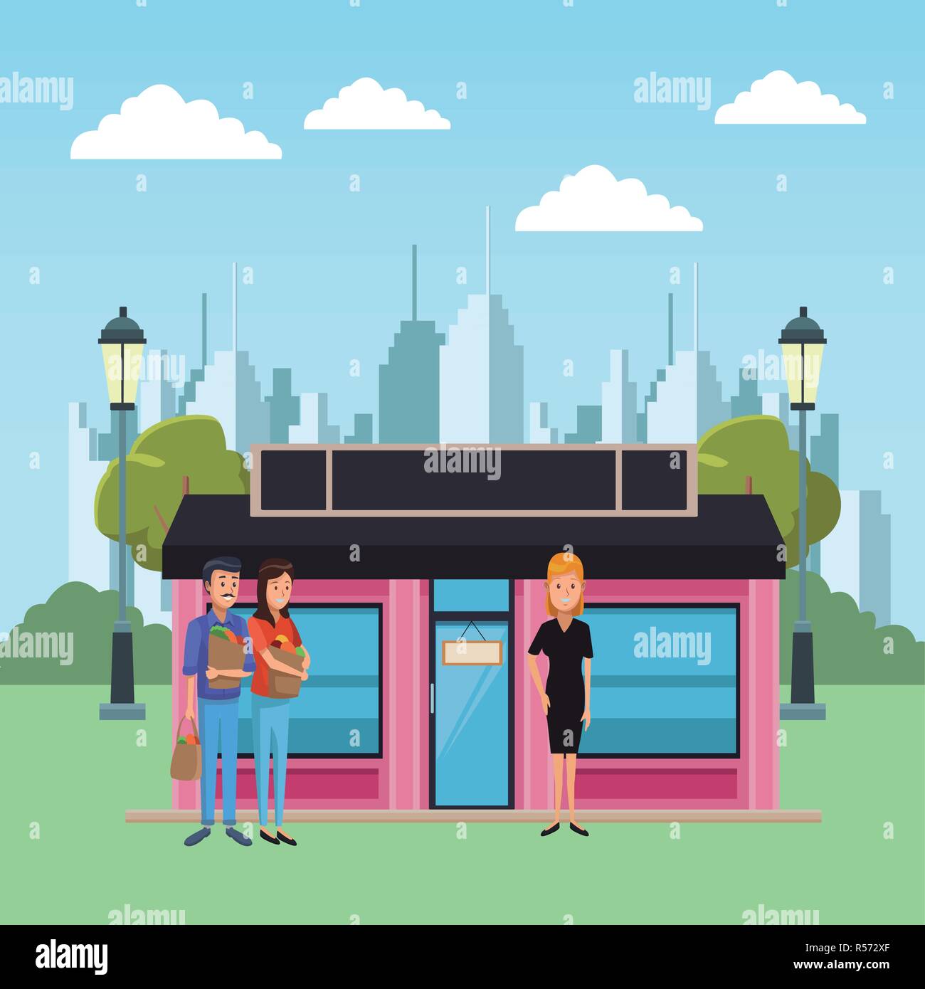 Clothes shop front window display shopping Stock Vector Images - Alamy