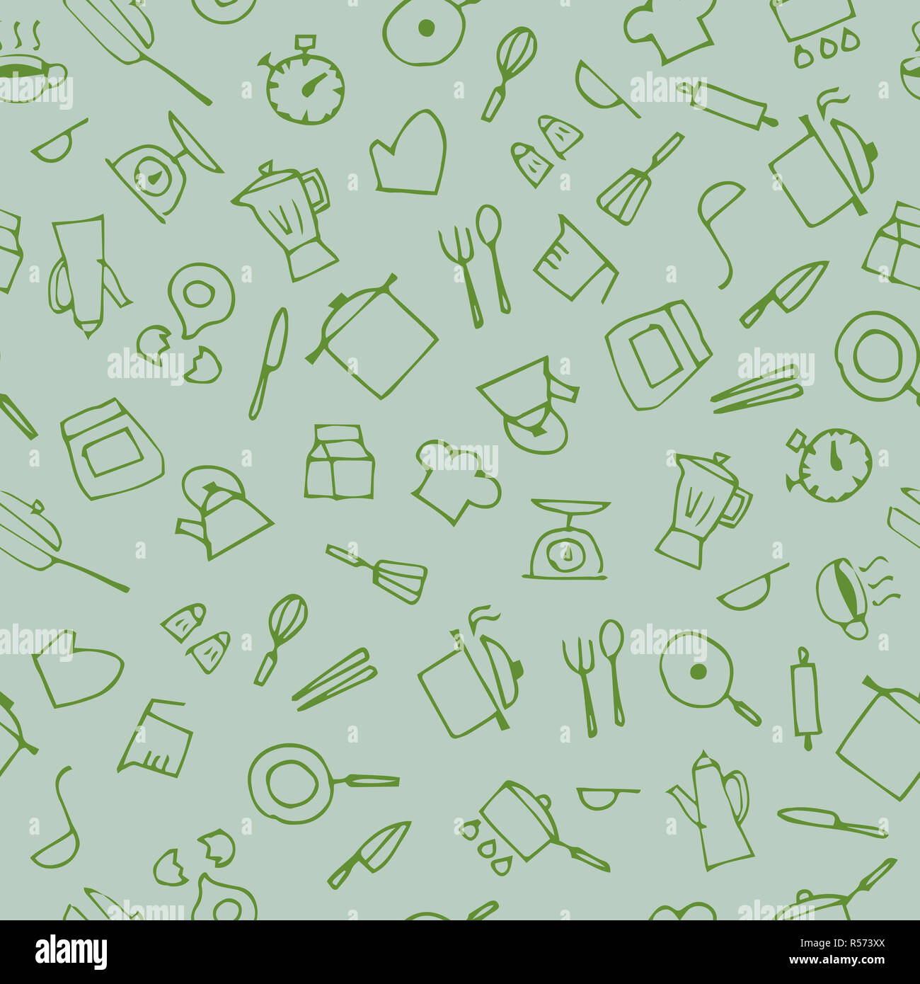 Hand drawn sketch kitchen thing pattern Stock Photo - Alamy