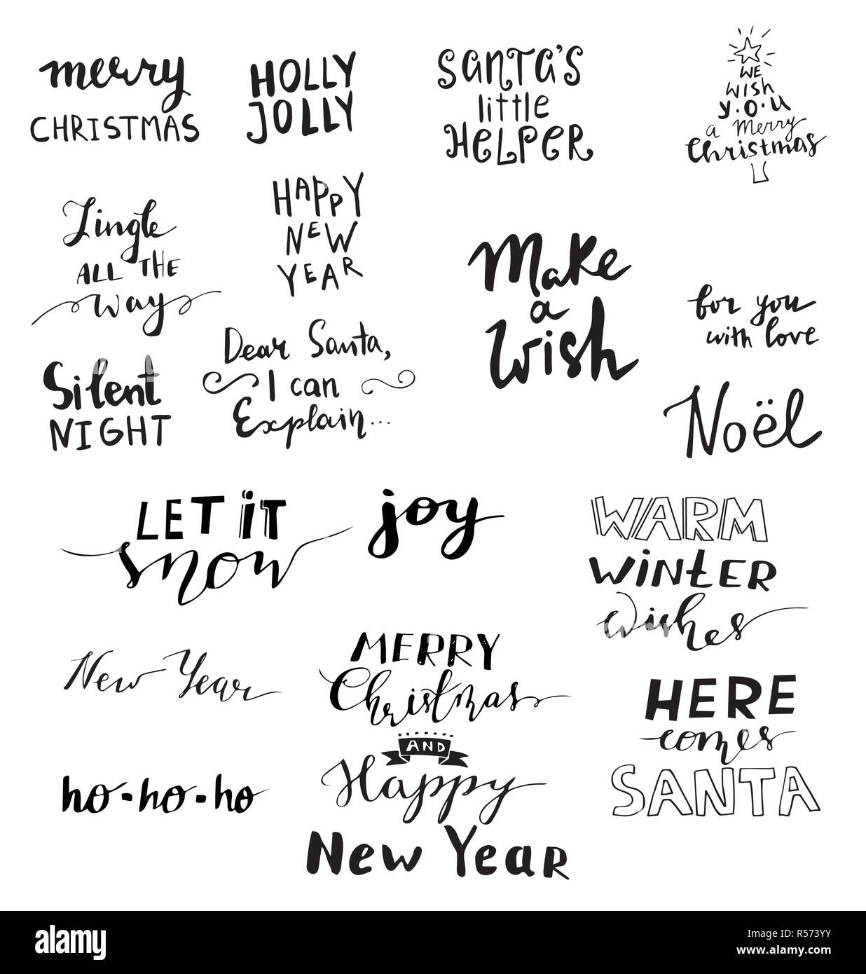 Set of Christmas lettering handwritten Stock Vector Image & Art - Alamy