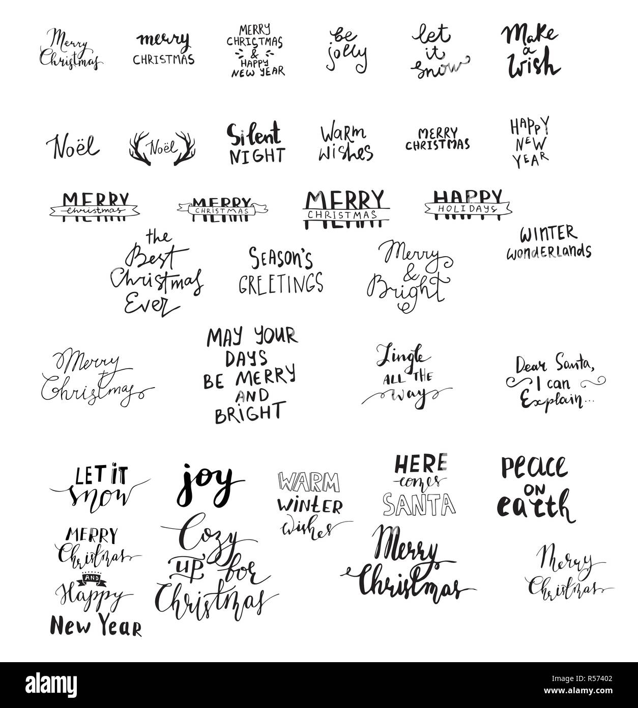 Set of Christmas lettering handwritten Stock Vector Image & Art - Alamy