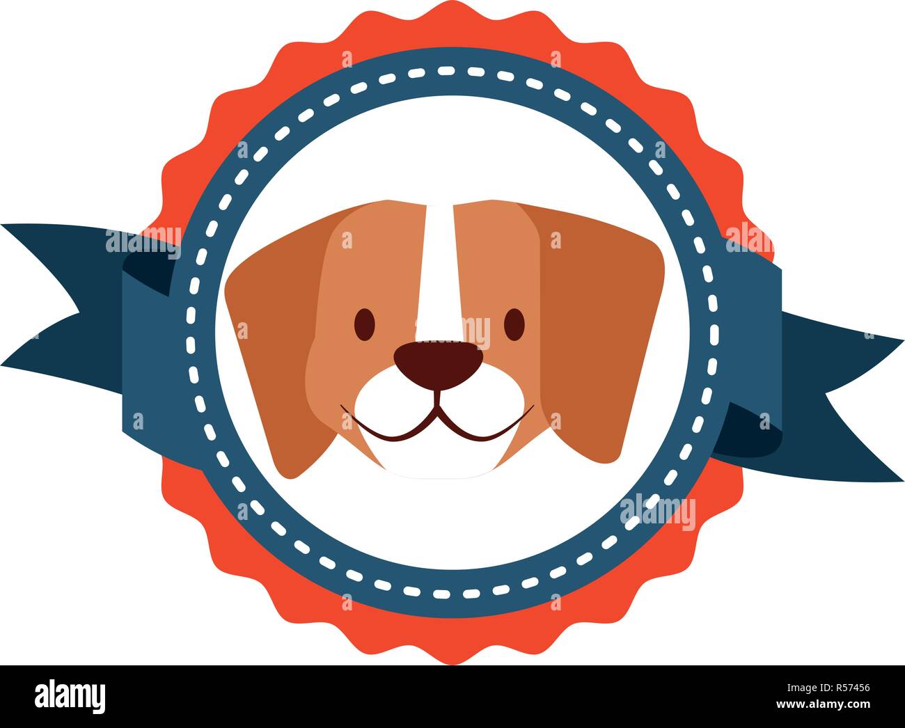 pet dog emblem ribbon label vector illustration Stock Vector Image ...