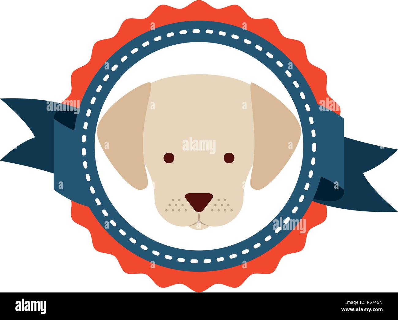 pet dog emblem ribbon label vector illustration Stock Vector Image ...