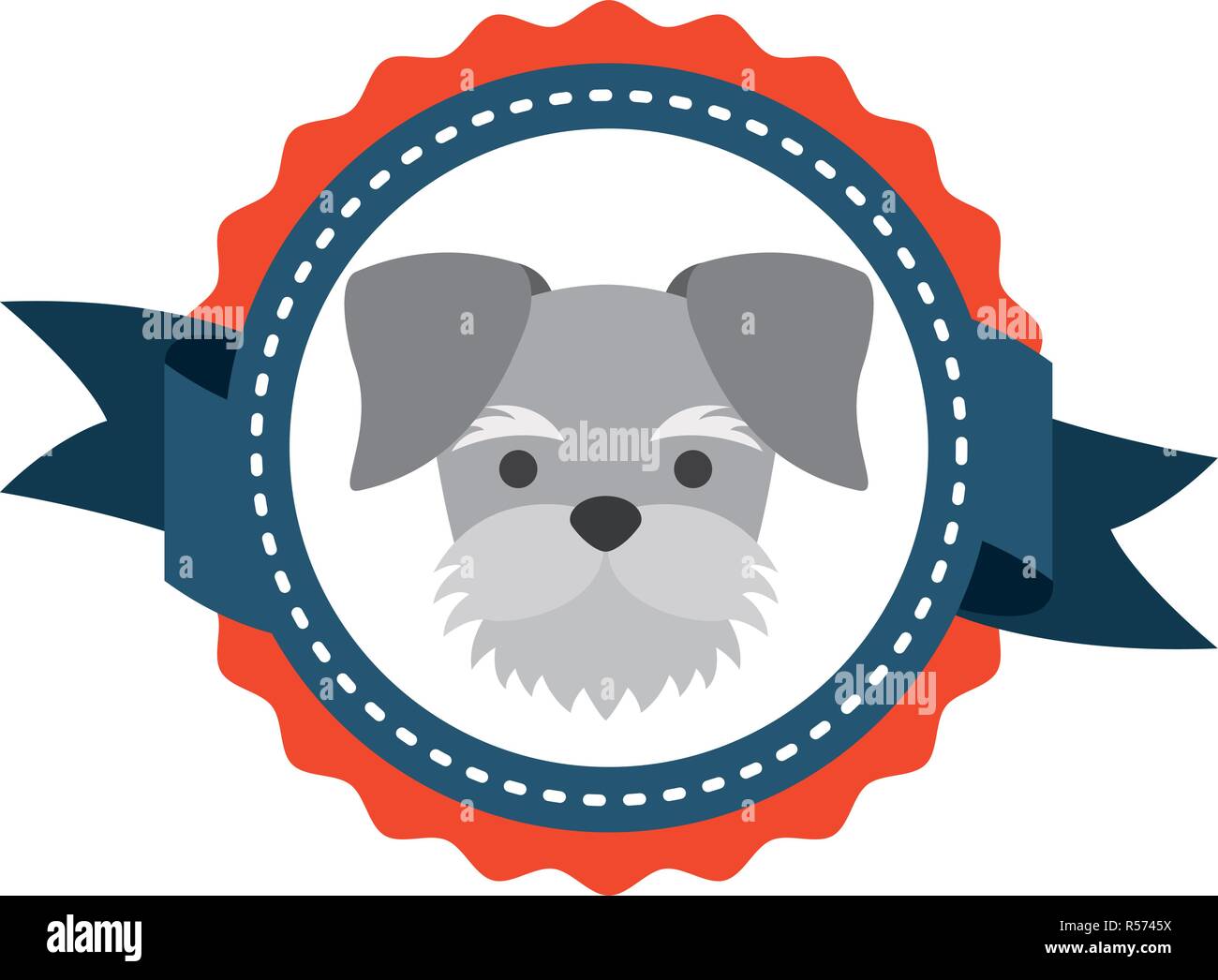 pet dog emblem ribbon label vector illustration Stock Vector Image ...