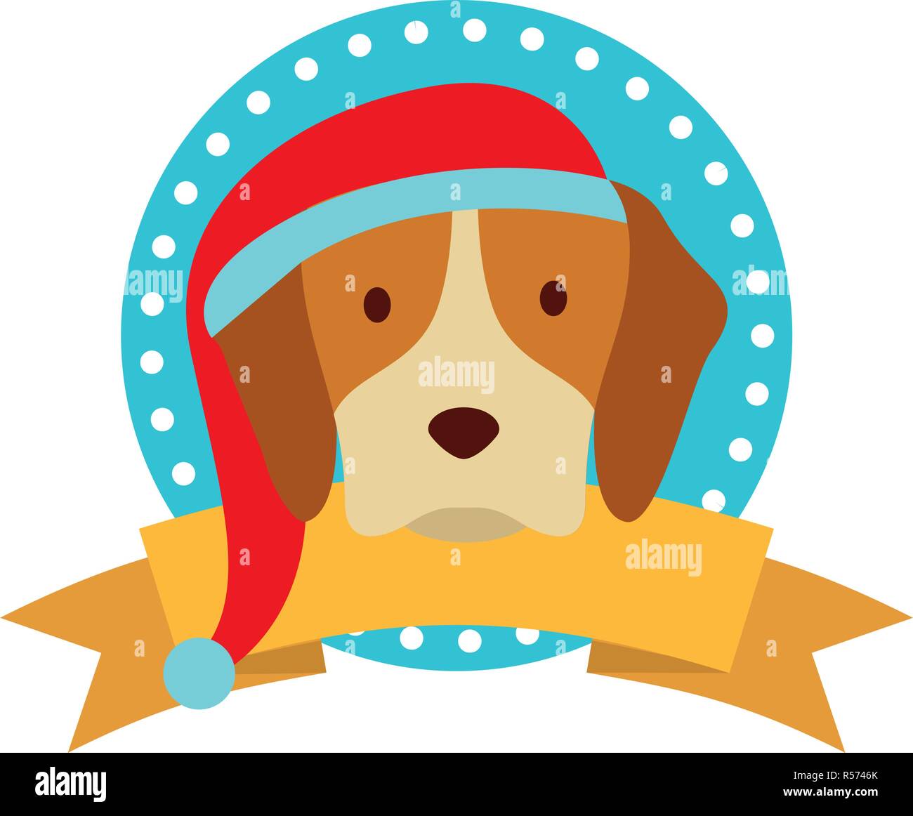 dog merry christmas ribbon label vector illustration Stock Vector Image ...