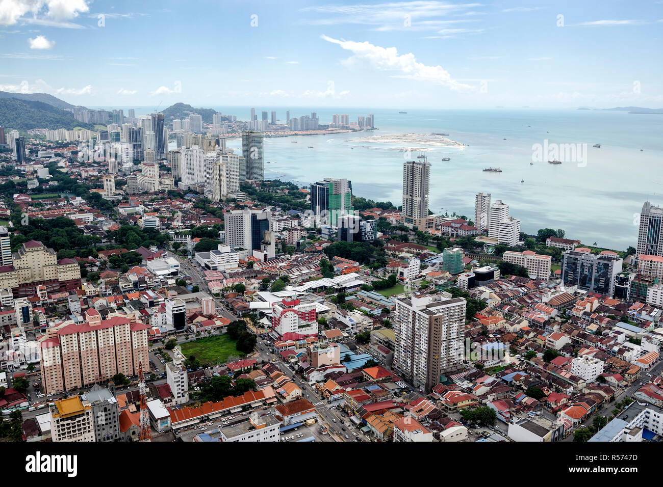Penang, Malaysia - Jun 27, 2017: Aerial view of George Town from The ...