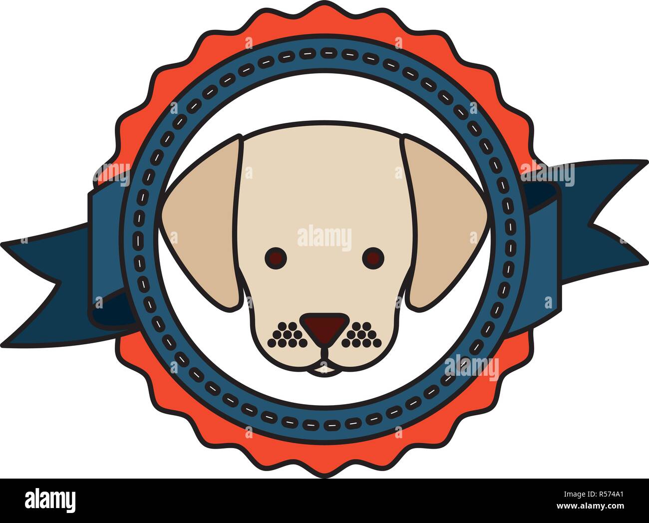 pet dog emblem ribbon label vector illustration Stock Vector Image ...