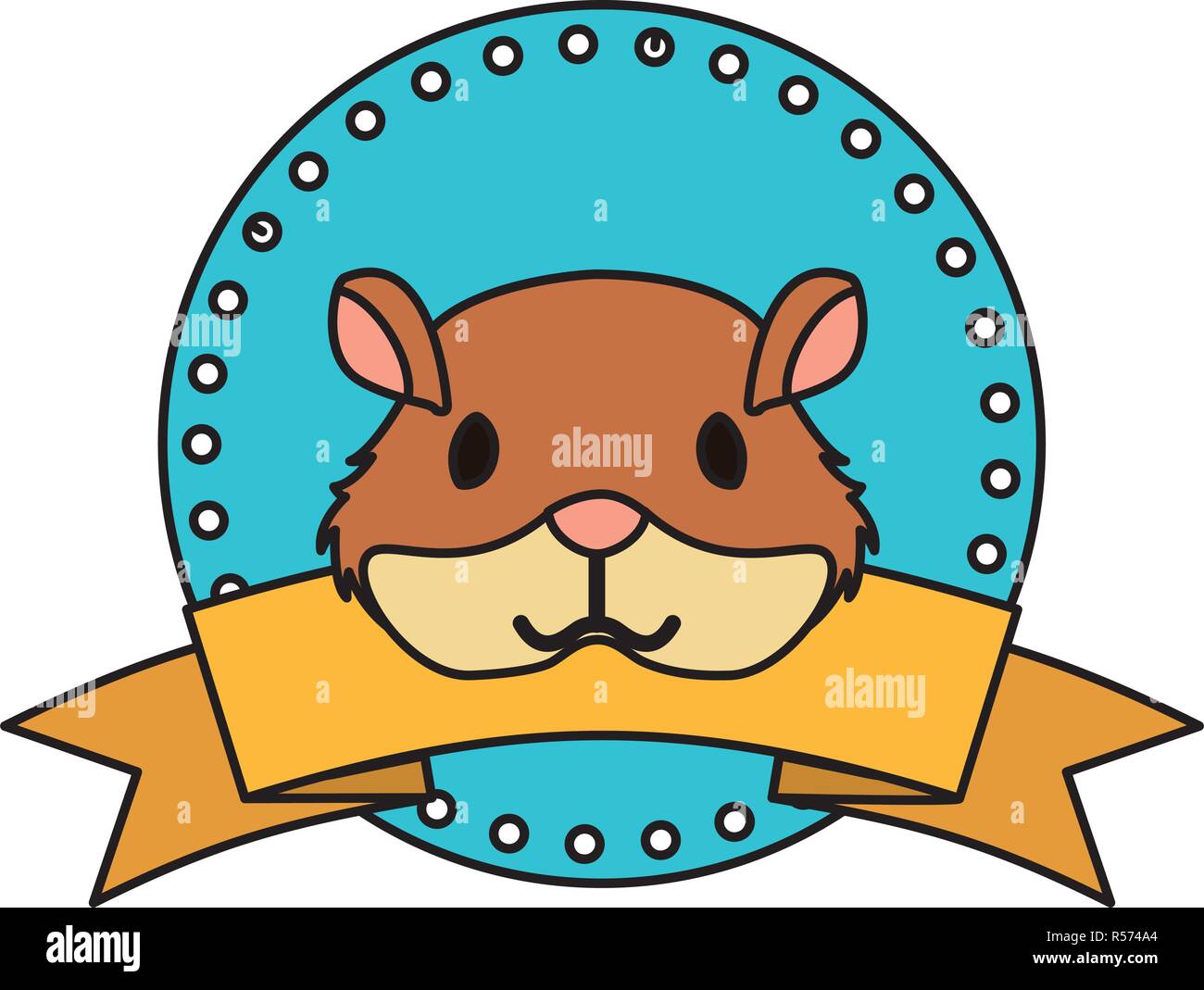 cute hamster animal label emblem vector illustration Stock Vector Image ...