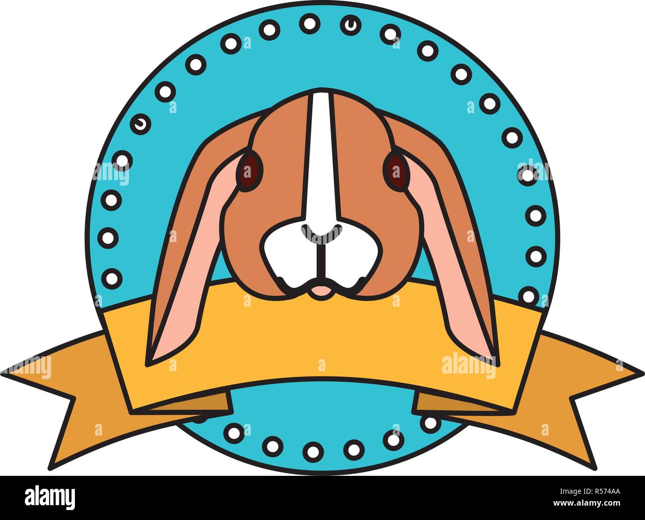 cute rabbit animal label emblem vector illustration Stock Vector Image ...