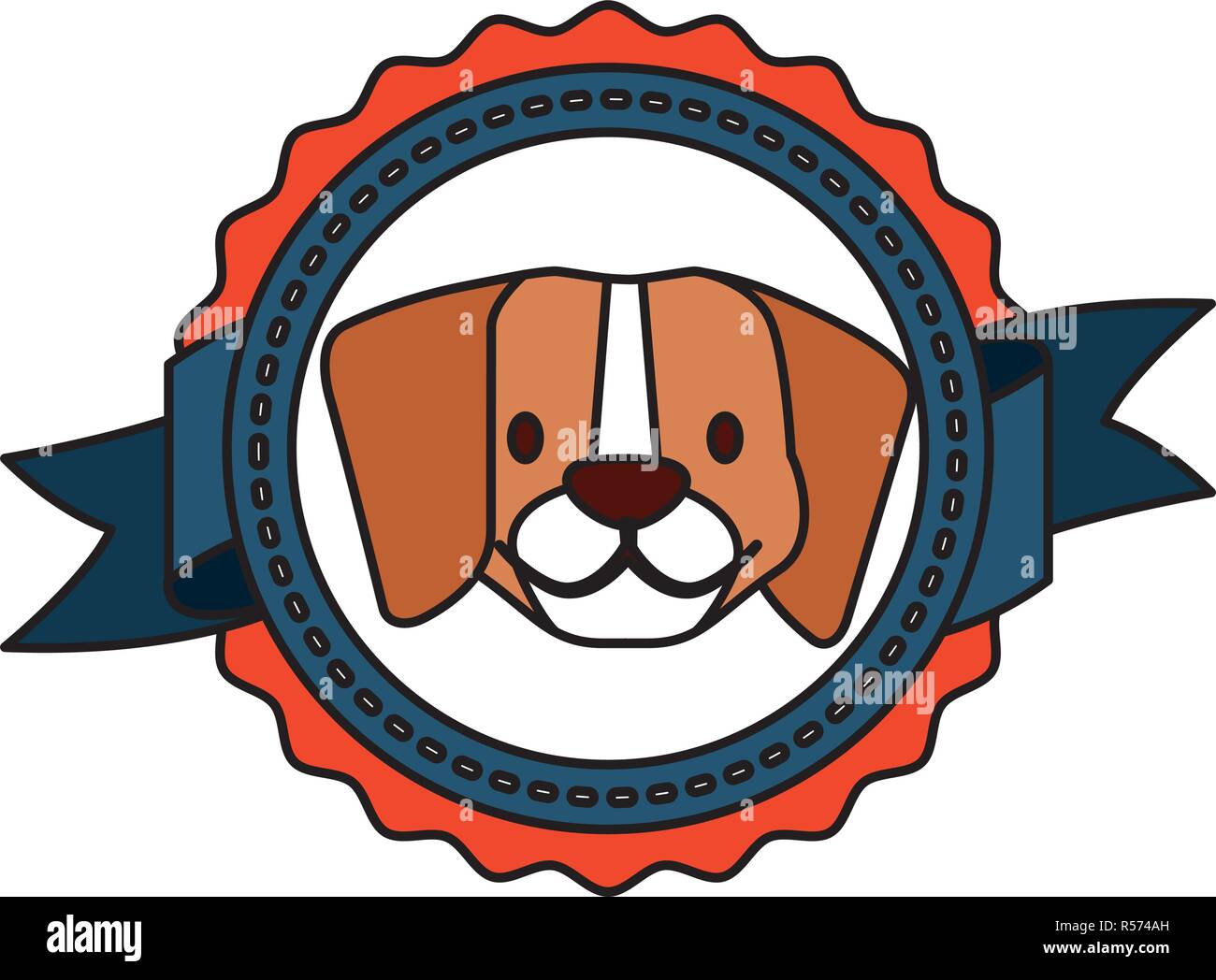 pet dog emblem ribbon label vector illustration Stock Vector Image ...