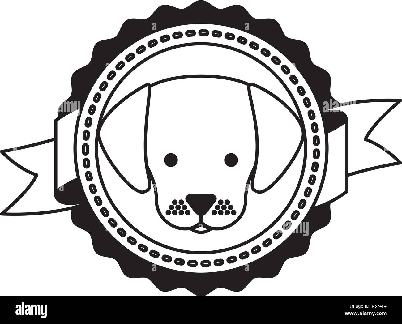 pet dog emblem ribbon label vector illustration Stock Vector Image ...