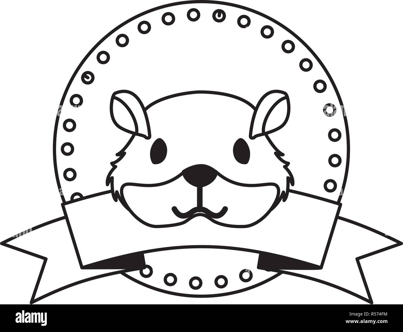 cute hamster animal label emblem vector illustration Stock Vector Image ...