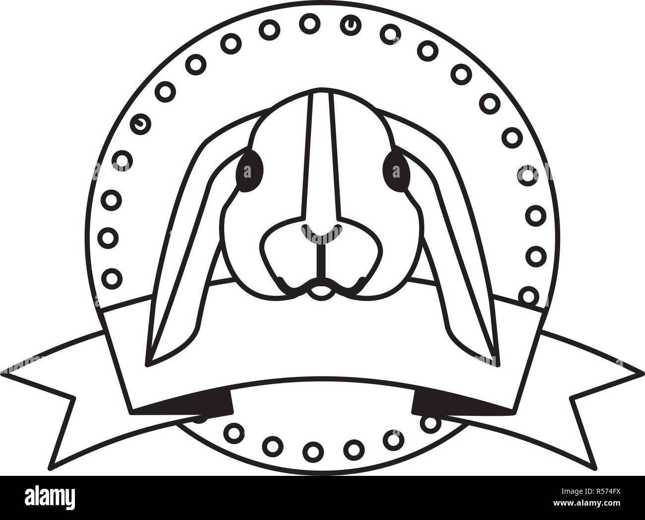 cute rabbit animal label emblem vector illustration Stock Vector Image ...