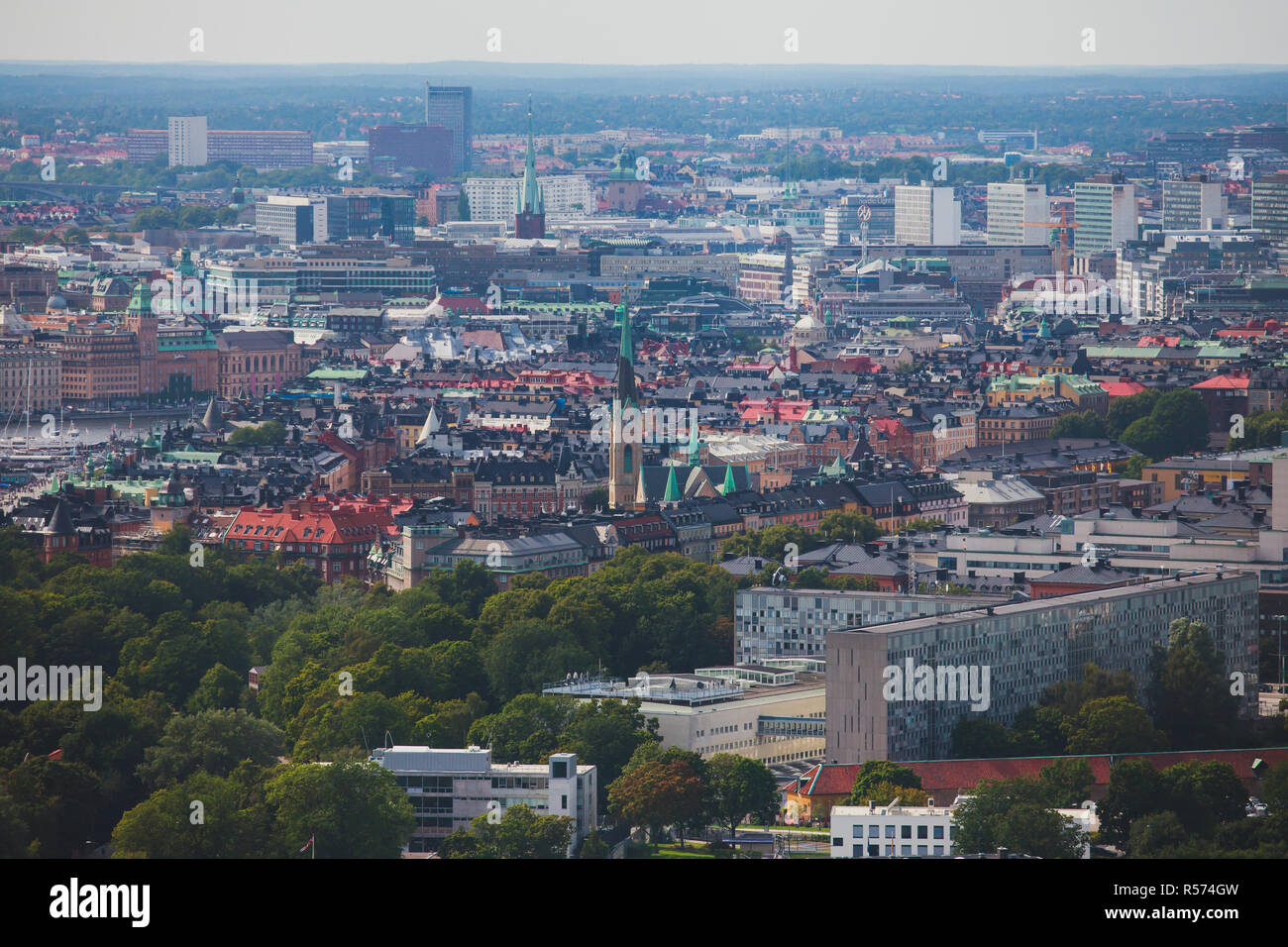 Beautiful super wide-angle panoramic aerial view of Stockholm, Sweden ...