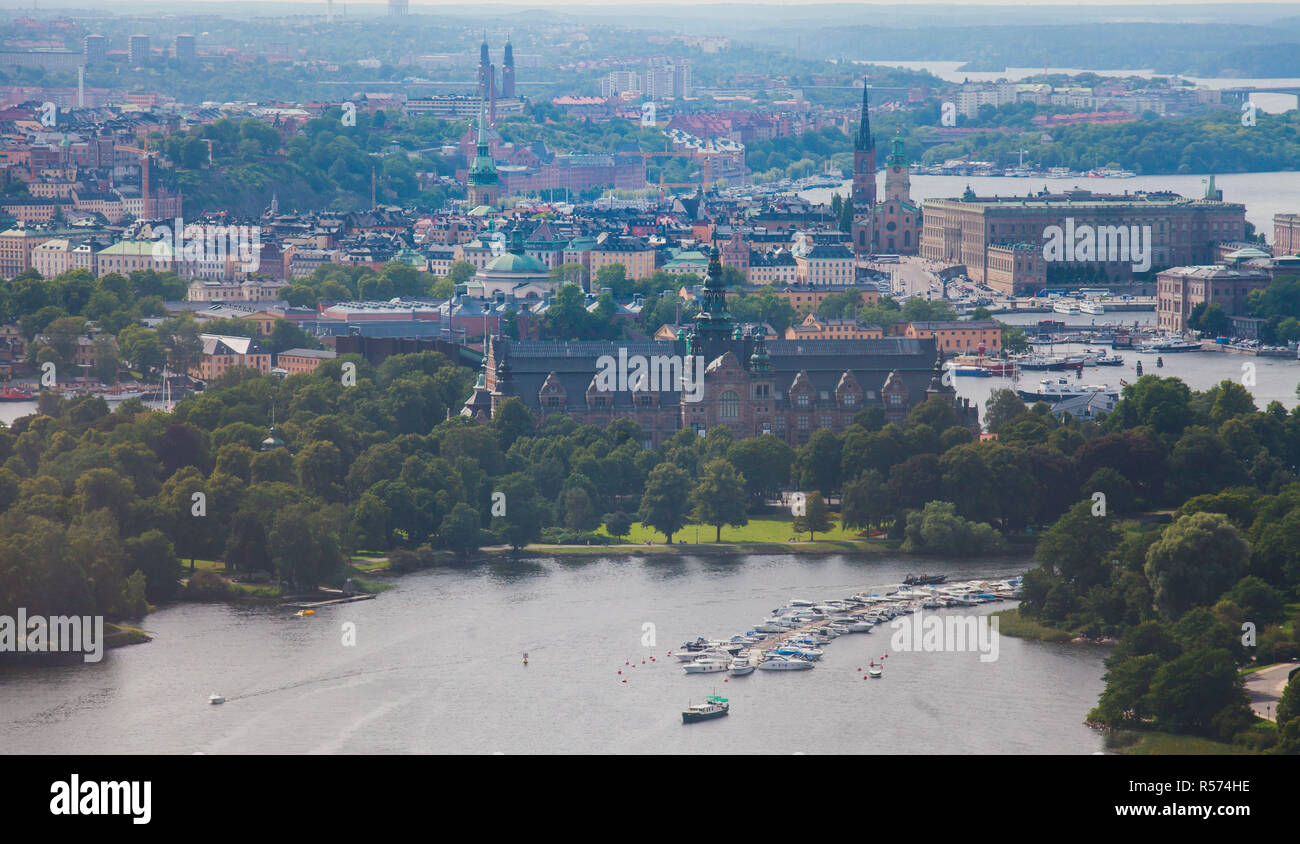 Beautiful super wide-angle panoramic aerial view of Stockholm, Sweden ...